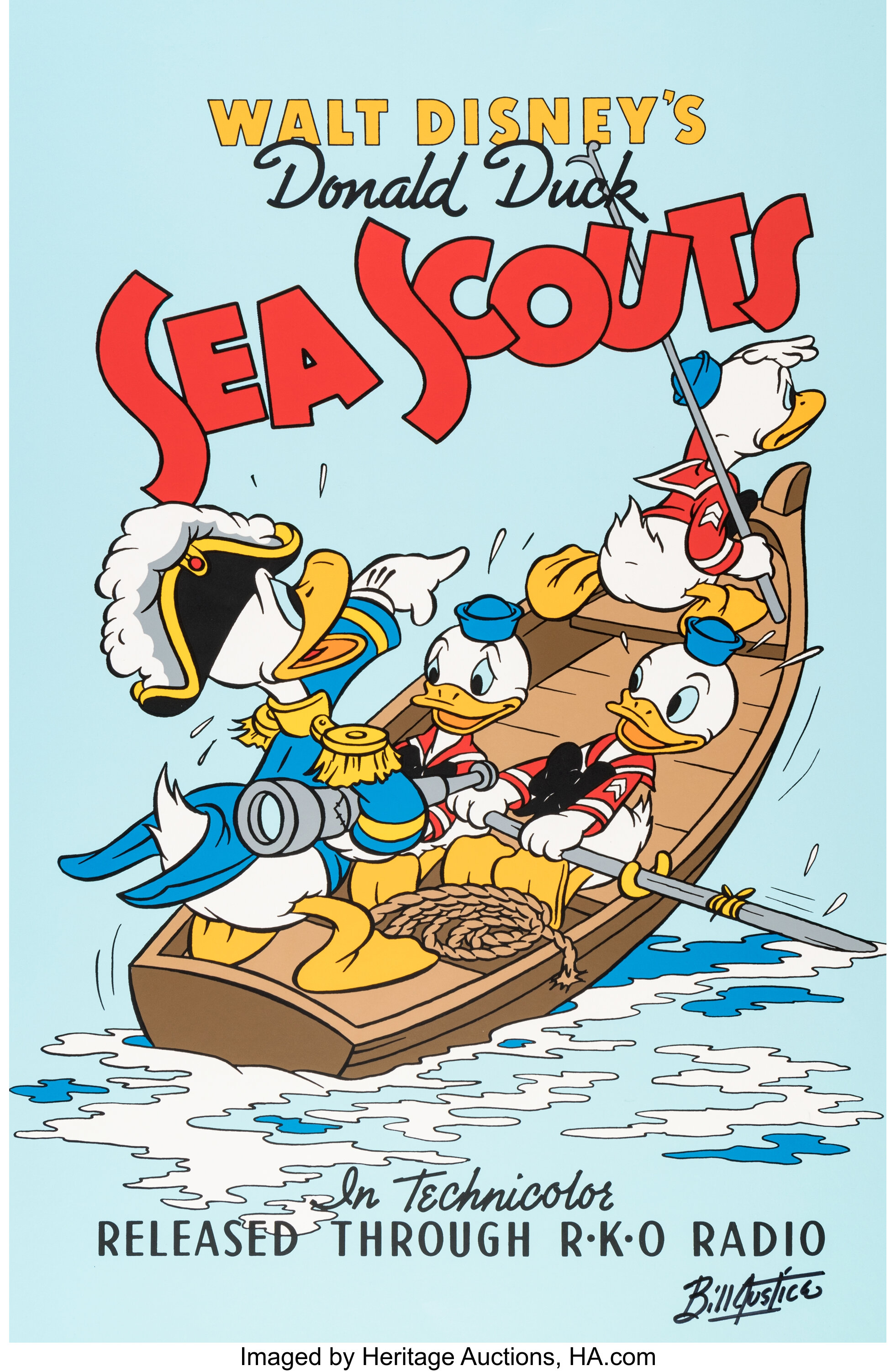 Sea Scouts Donald Duck Cartoon Poster Serigraph Signed by Bill | Lot ...