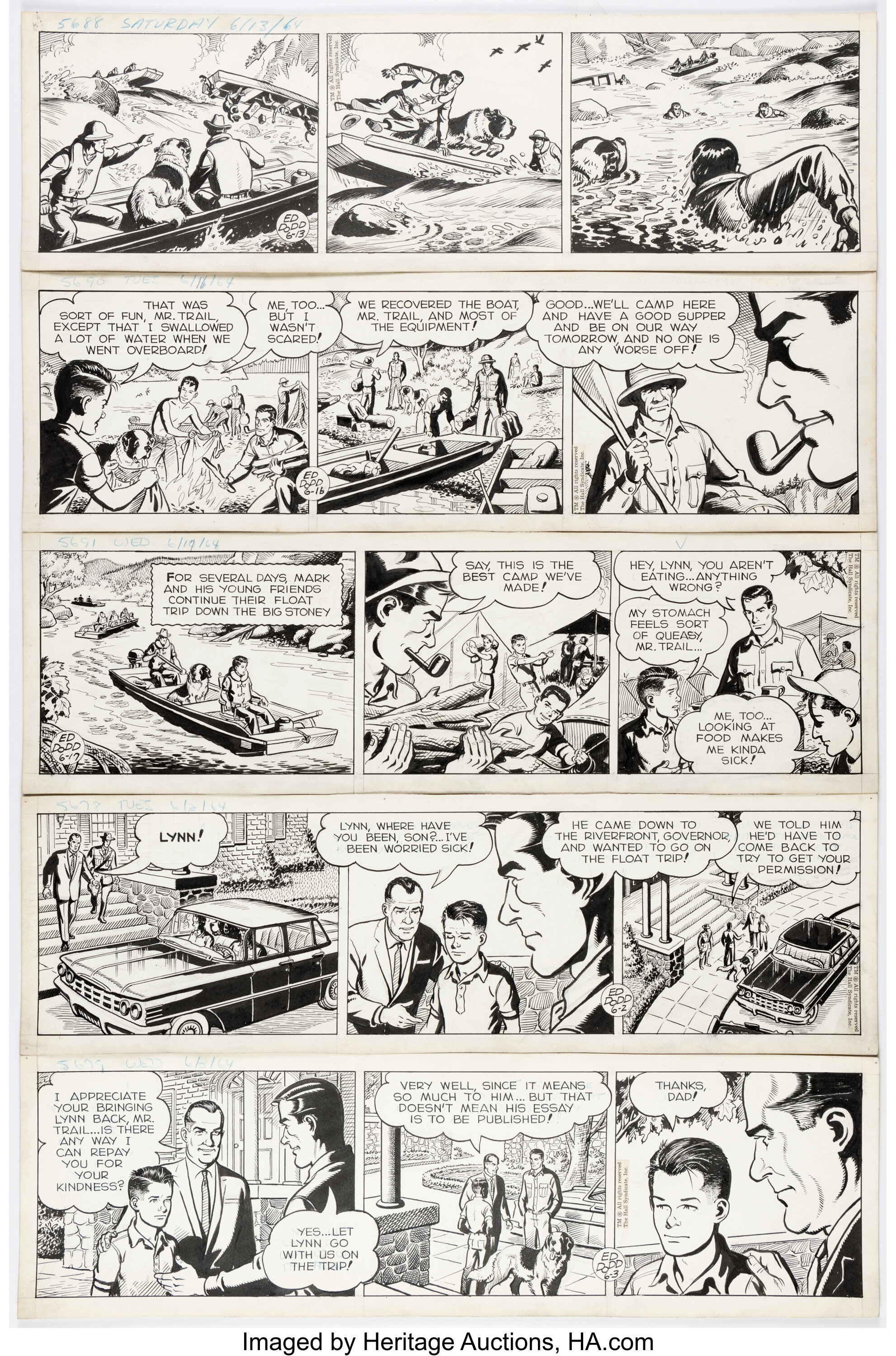 Ed Dodd Mark Trail Daily Comic Strip Original Art Group of 10 (The ...