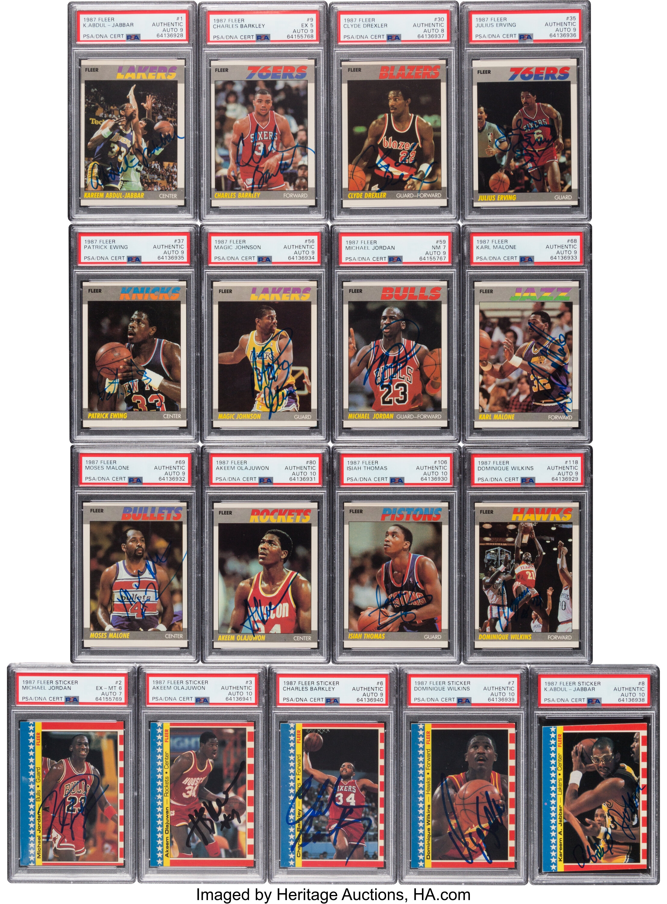 Signed 1987 Fleer Basketball Complete Set of 132 (129/132 Signed ...