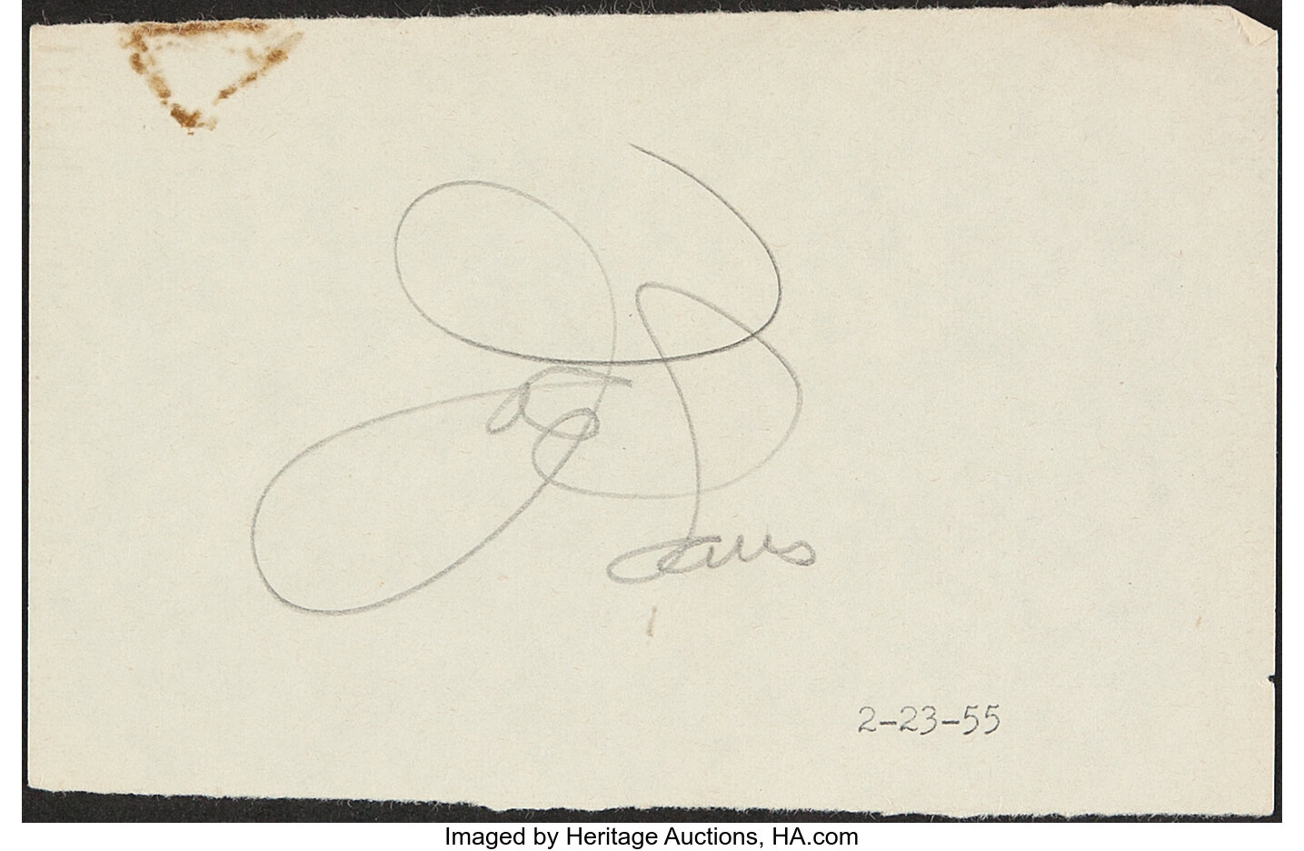 1955 Joe Louis Signed Cut.... Boxing Collectibles Memorabilia | Lot ...