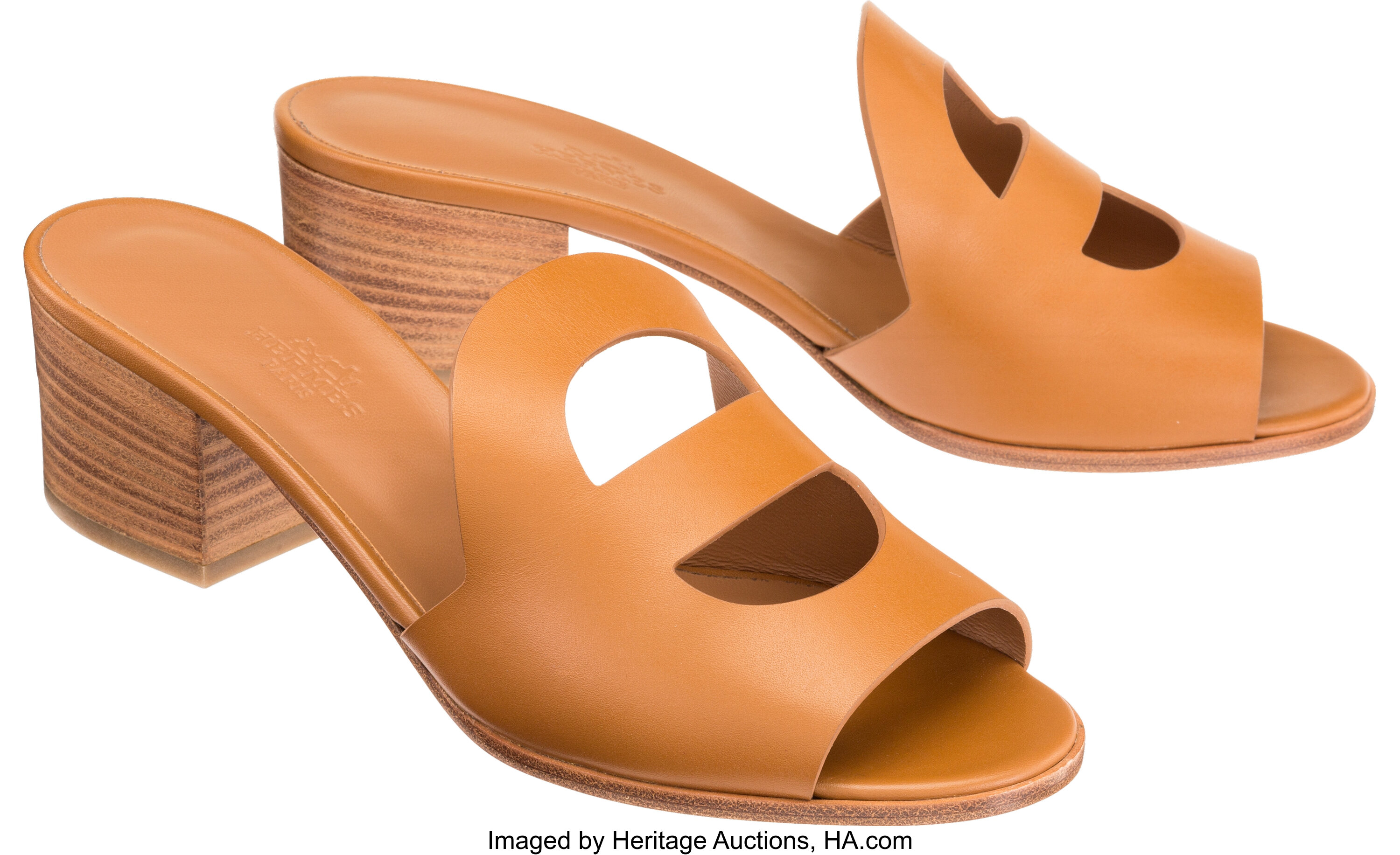 Hermès Brown Leather Merryl Sandals. Condition: 1. Size 37.5. ... | Lot ...