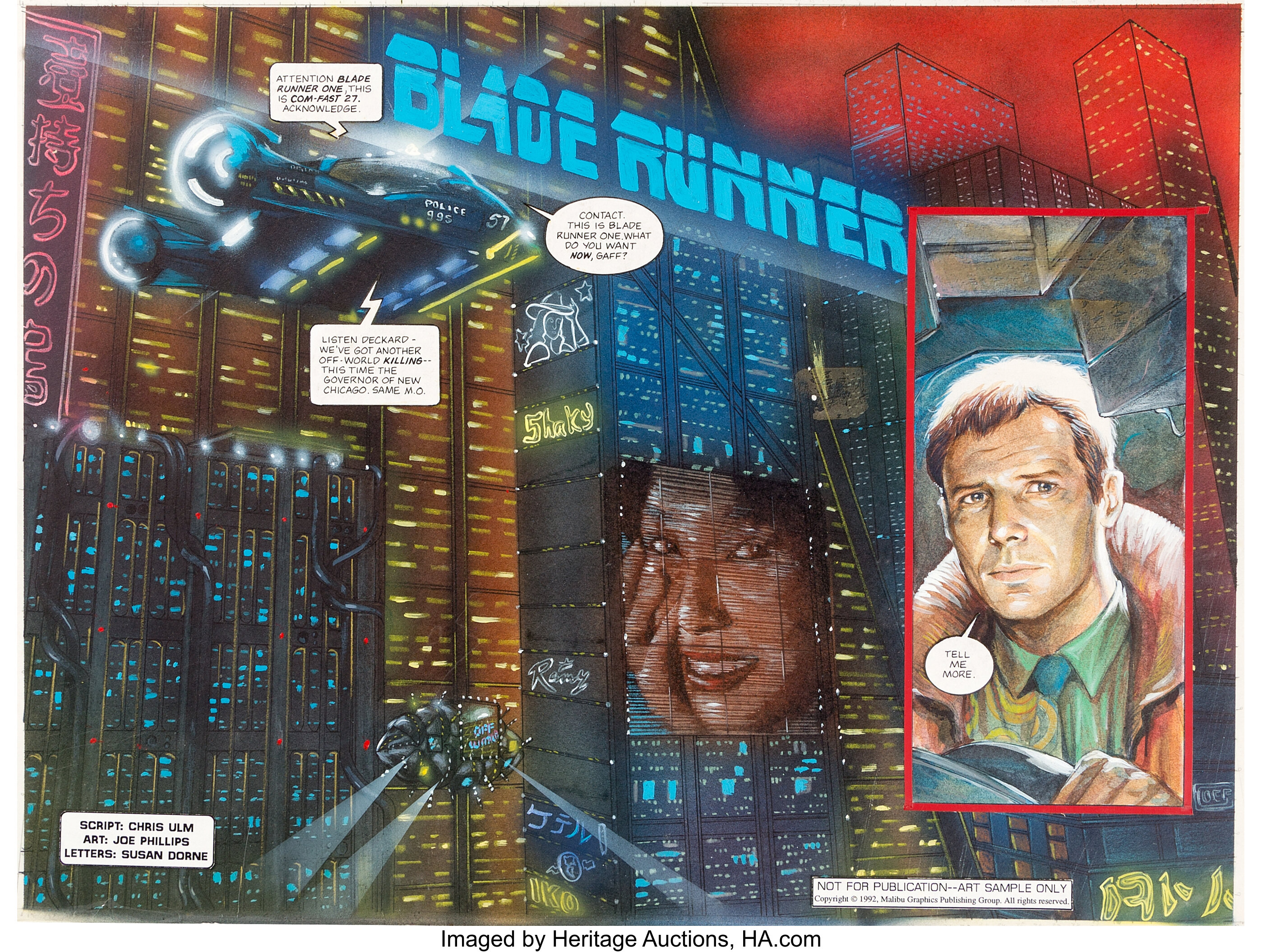 Joe Phillips Blade Runner Painting Original Art (Malibu, 1992 ...