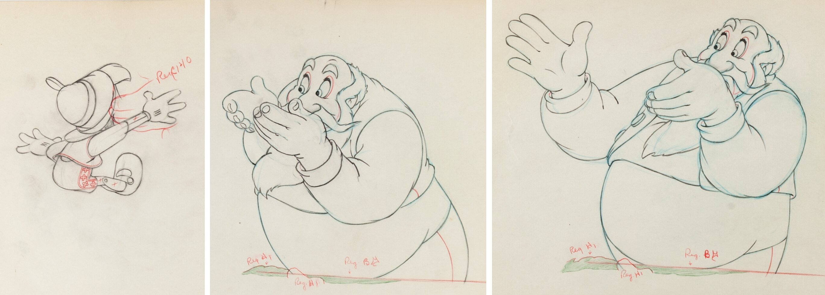 Pinocchio Stromboli and Pinocchio Animation Drawings Group of 3 | Lot ...