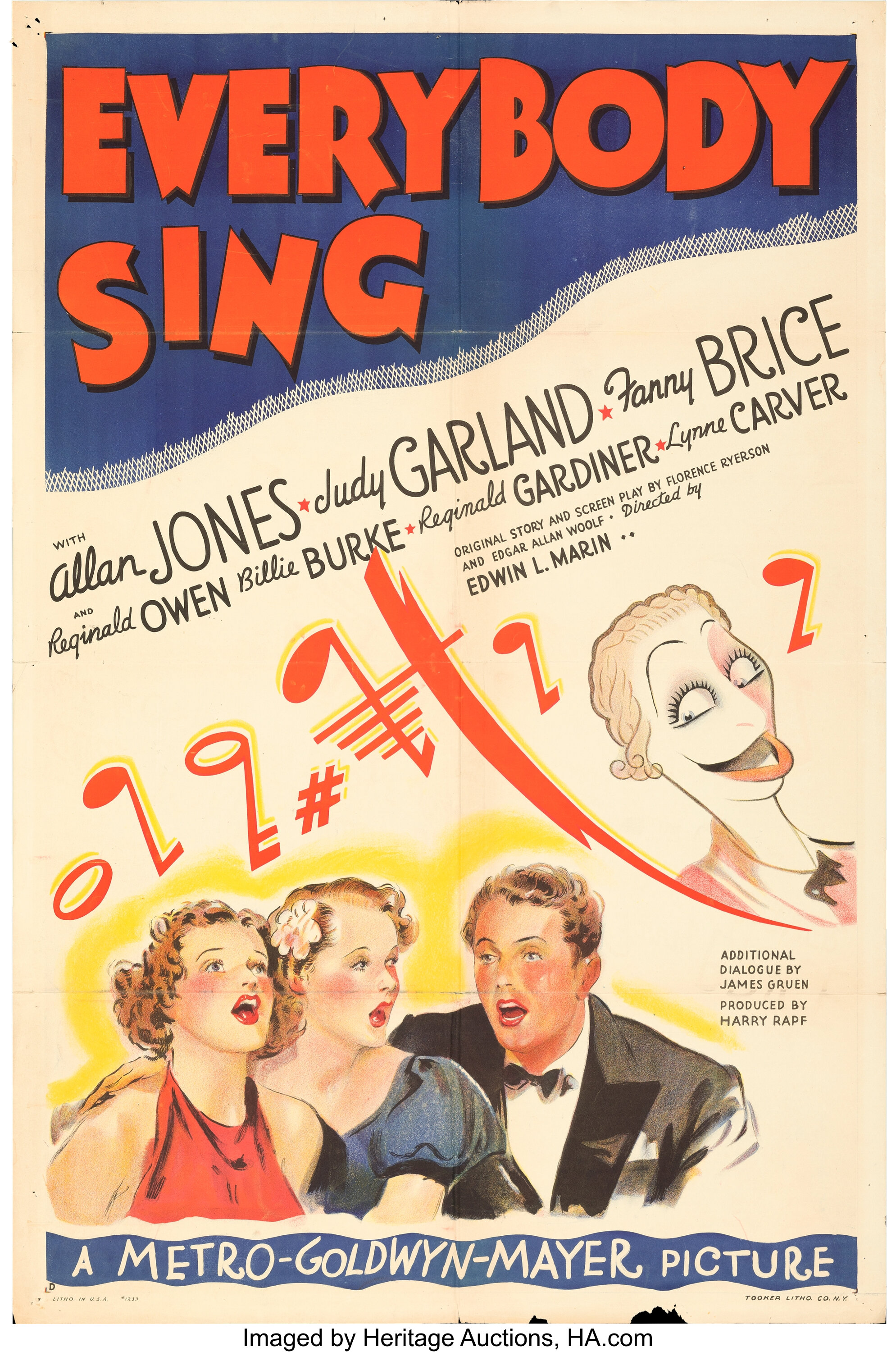 Everybody Sing (MGM, 1938). Folded, Fine/Very Fine. One Sheet (27 ...