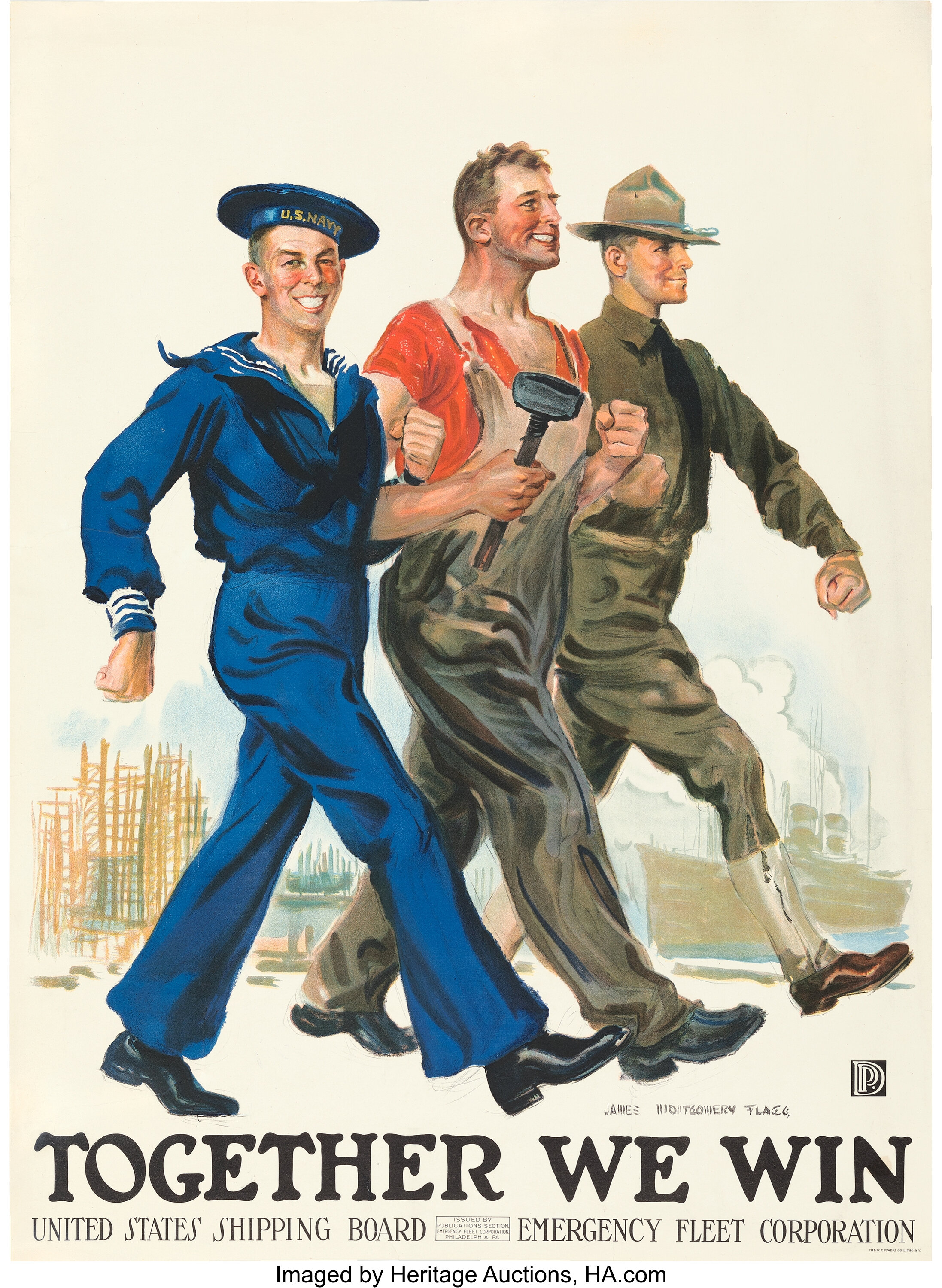World War I Propaganda (Emergency Fleet Corp., 1917). Fine+ on | Lot ...