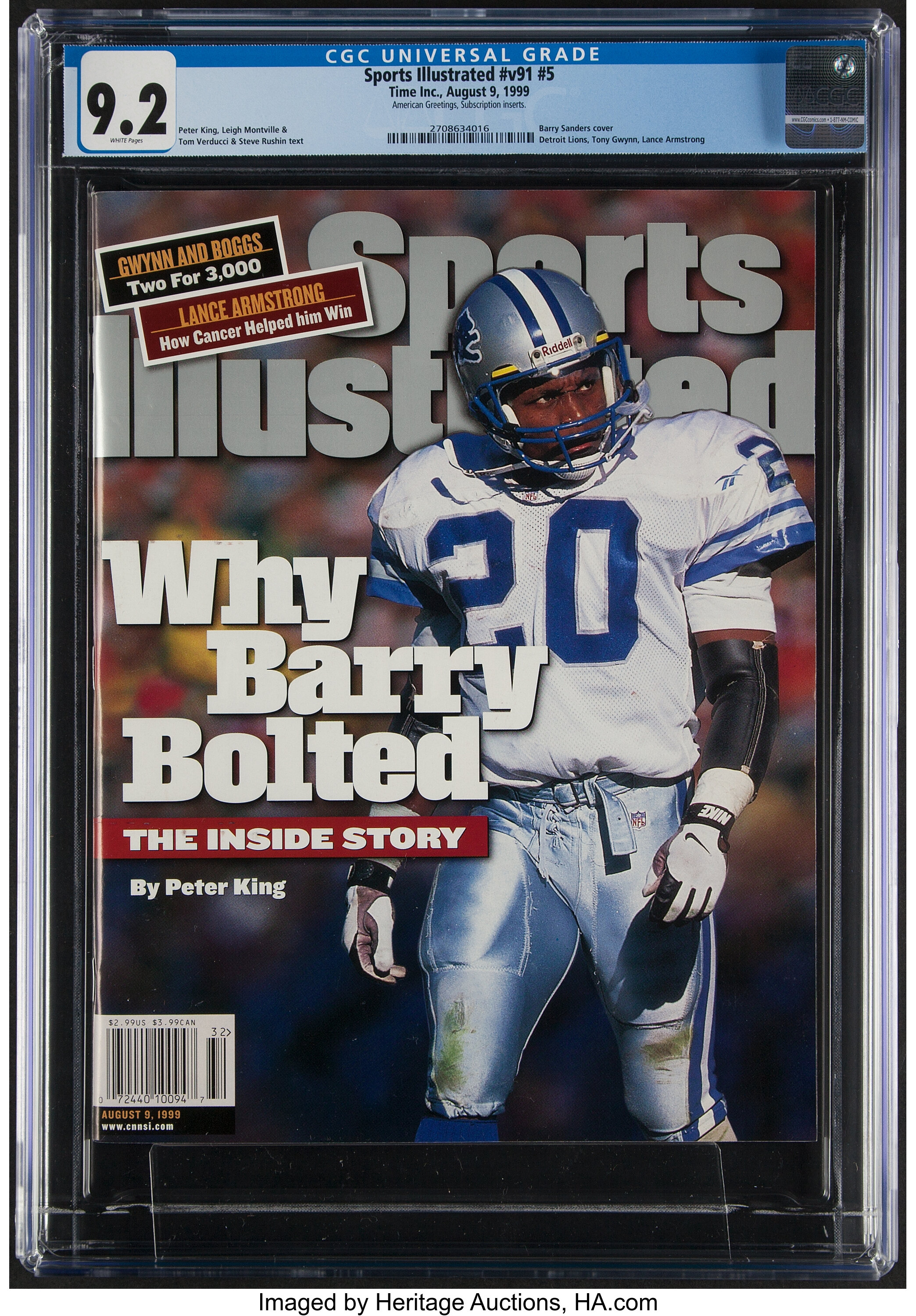 1999 Barry Sanders Retirement Sports Illustrated CGC 9.2 - Only One ...