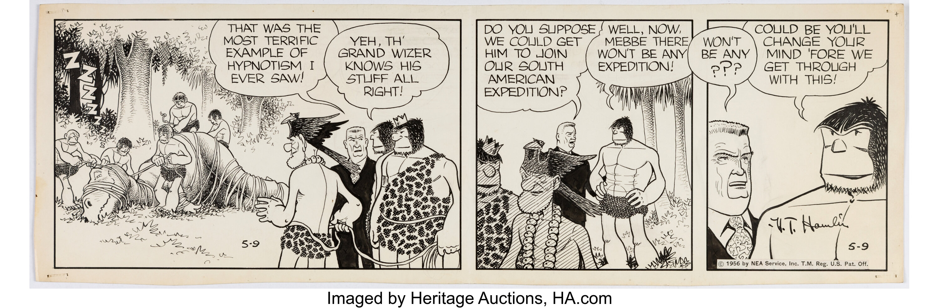 V. T. Hamlin Alley Oop Daily Comic Strip Original Art dated 5-9-56 ...