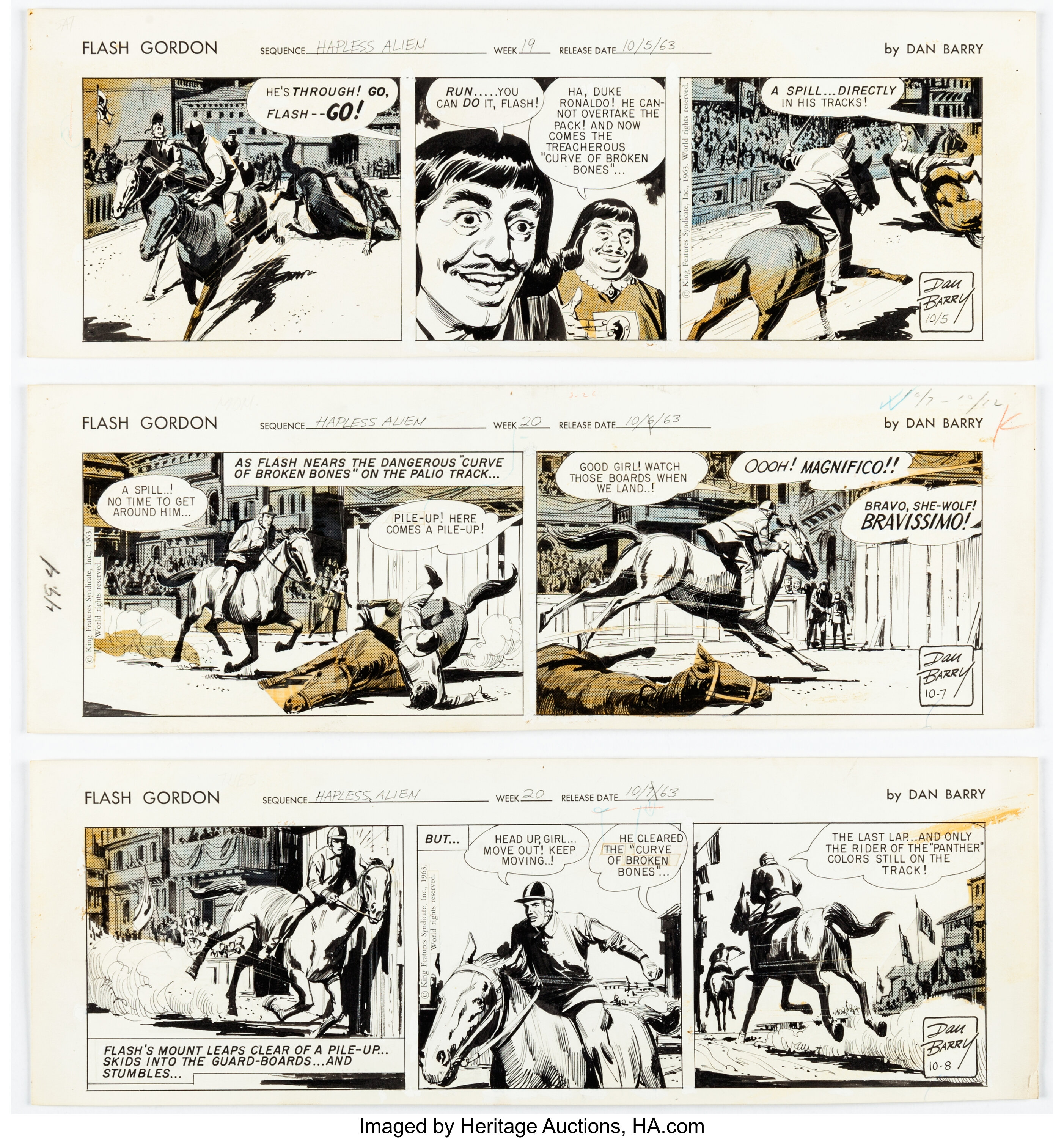 Dan Barry Flash Gordon Daily Consecutive Comic Strip Original Art | Lot ...