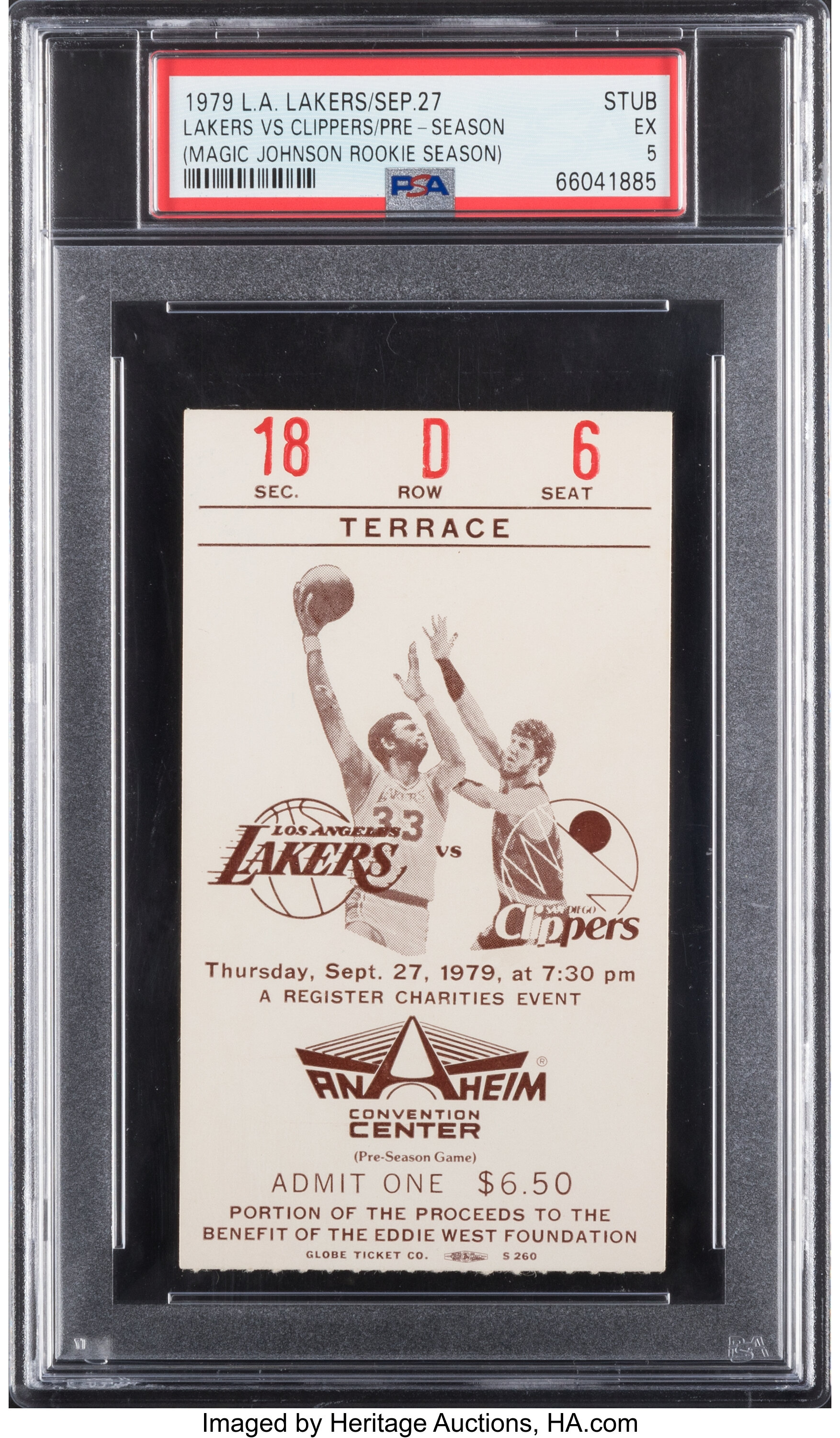 1979 Los Angeles Lakers Preseason Ticket Stub (Magic Johnson Rookie ...