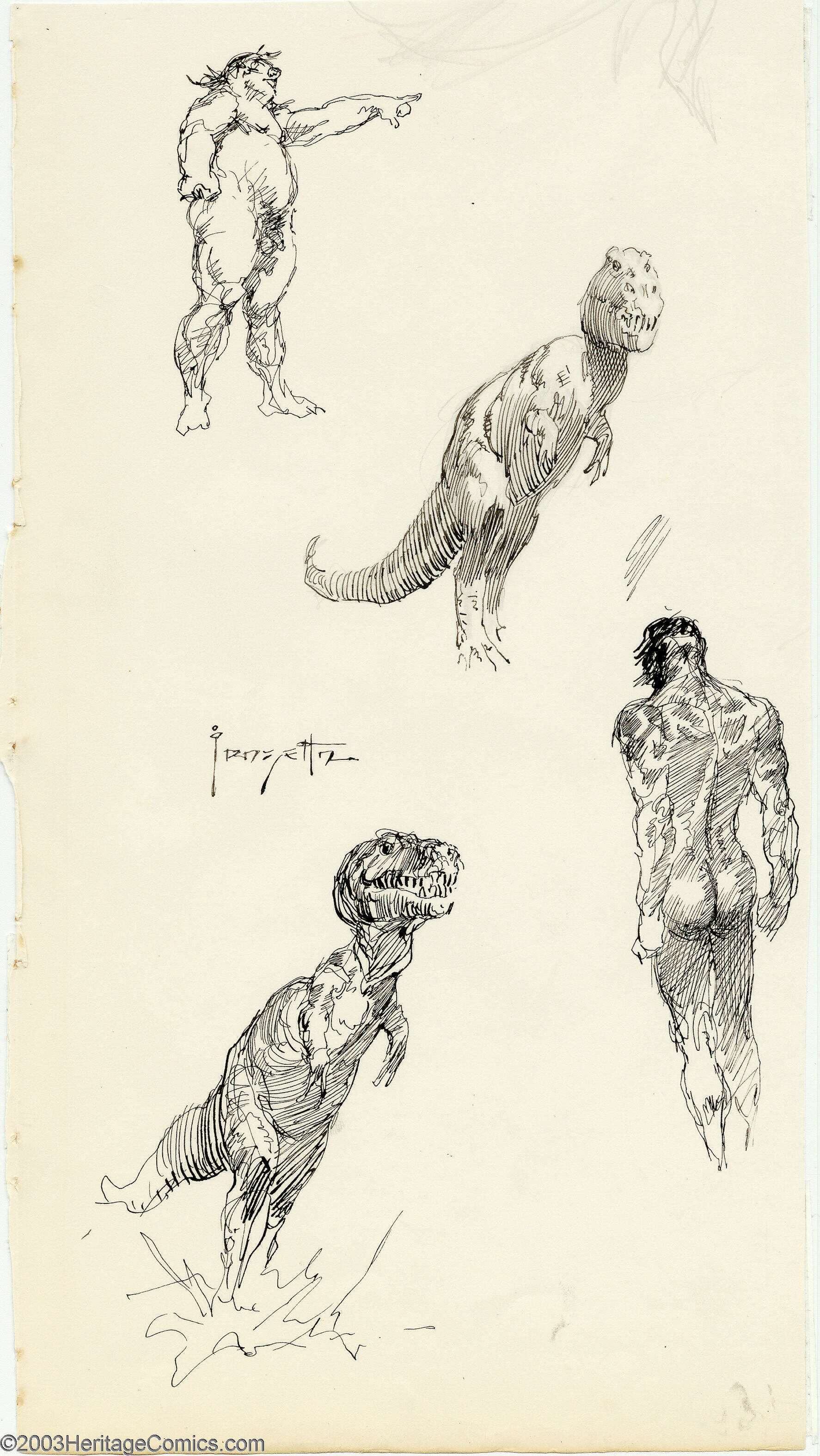Frank Frazetta - Original Illustration, Dinosaurs and Men | Lot #17895 ...
