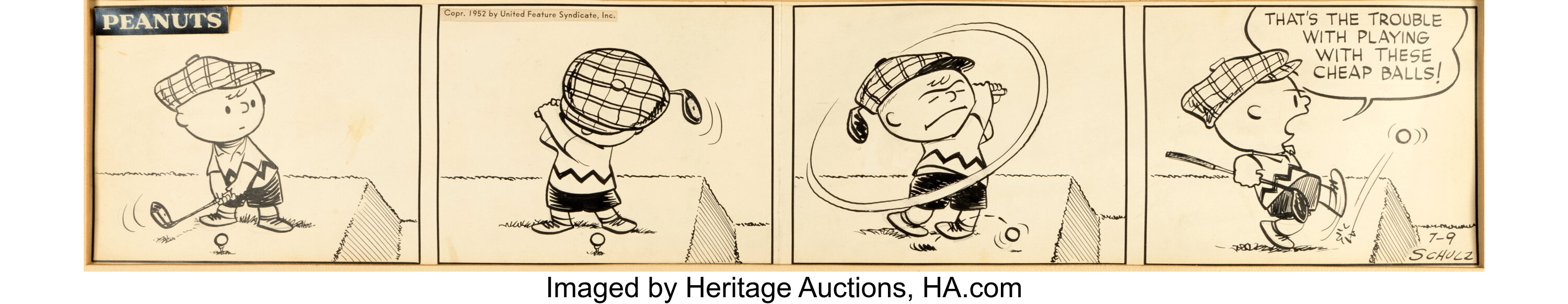 Charles Schulz Peanuts Daily Comic Strip Original Art 7-9-1952 | LotID ...