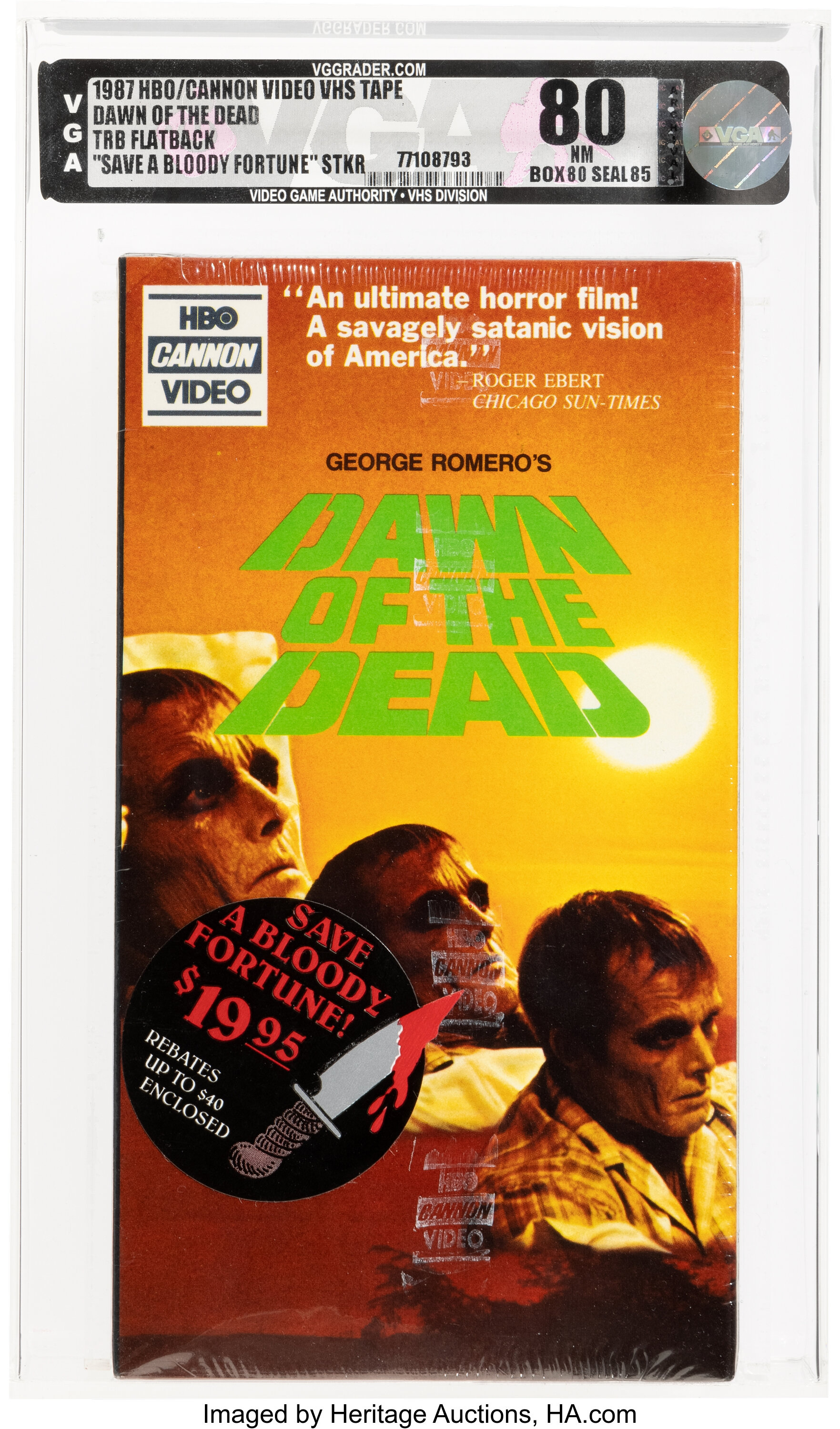 Dawn of the Dead VHS 1987 - VGA 80 NM, TRB Flatback / "Save A | Lot ...