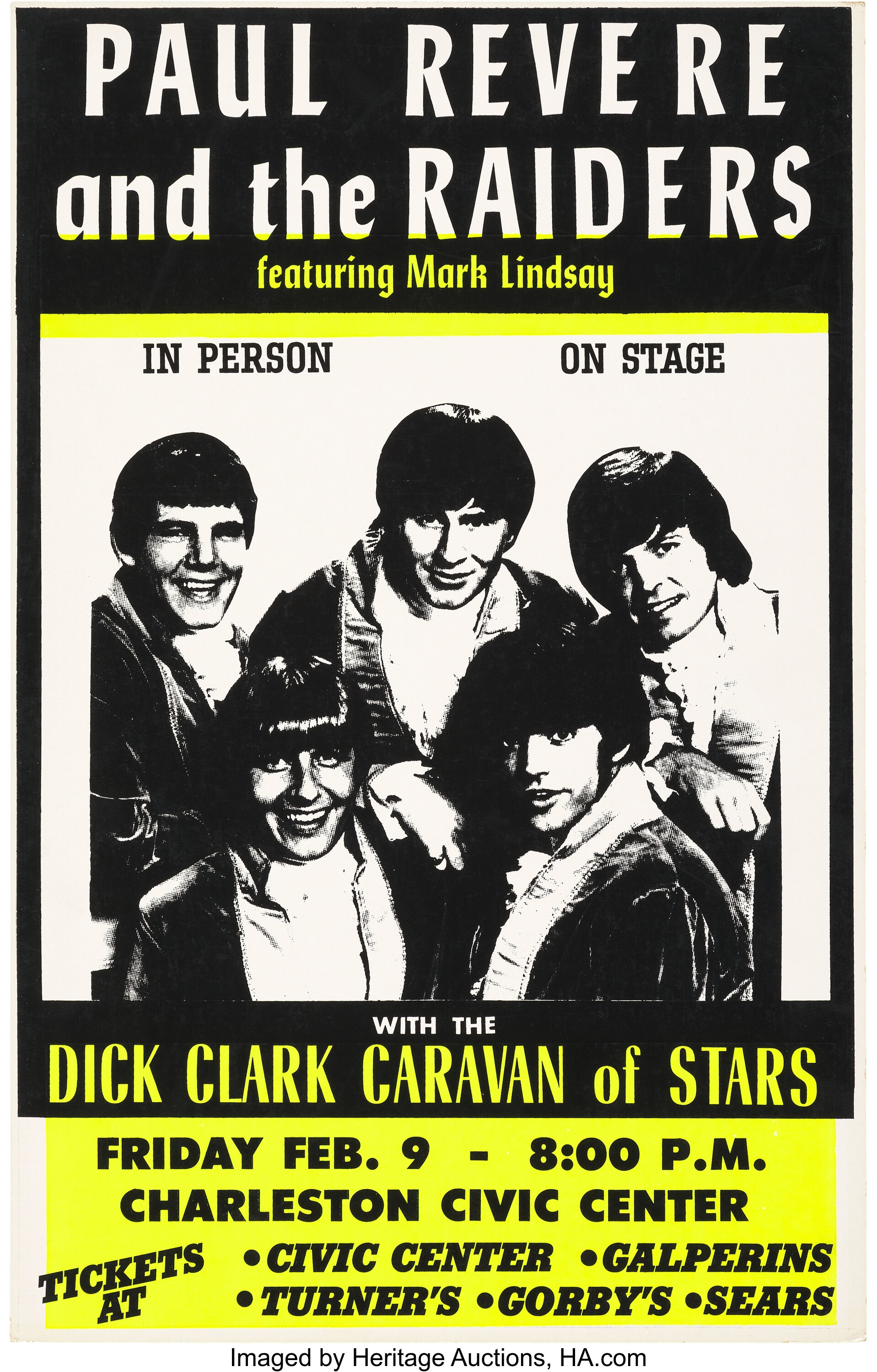 Paul Revere & the Raiders 1968 Charleston, WV Dick Clark Caravan | Lot ...