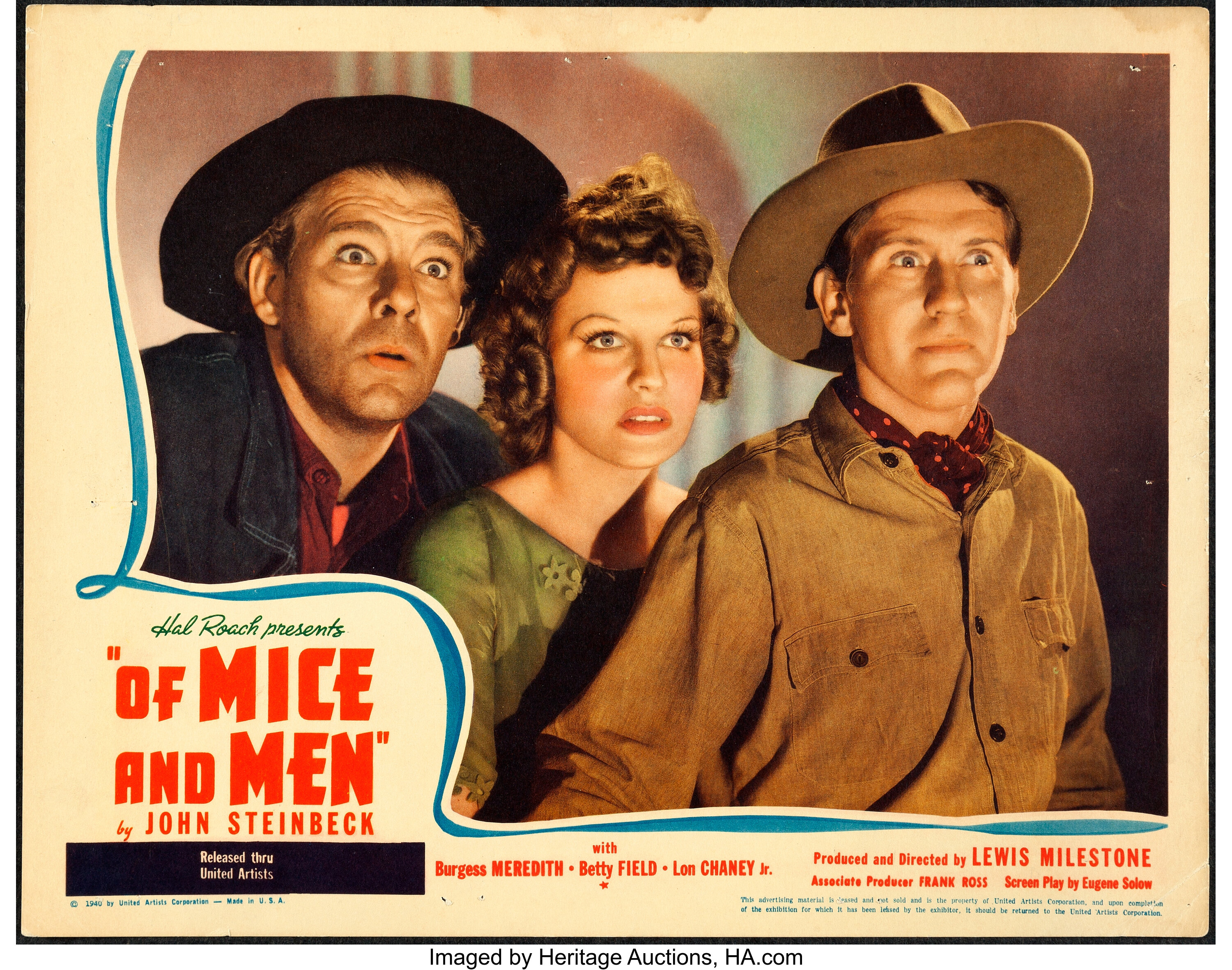 Of Mice and Men (United Artists, 1939). Very Good/Fine. Lobby Card ...