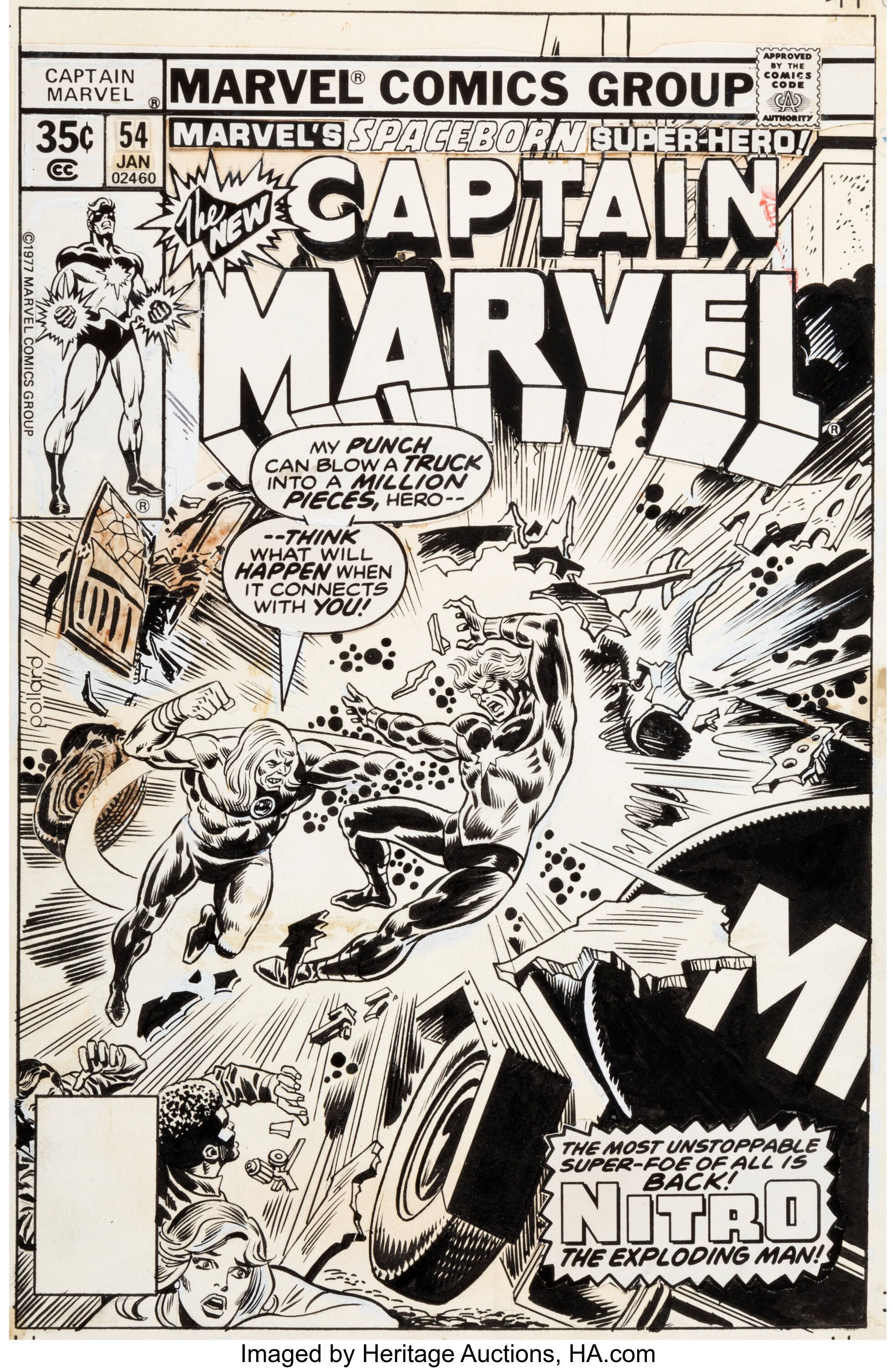 Keith Pollard Captain Marvel #54 Cover Original Art (Marvel, | Lot ...