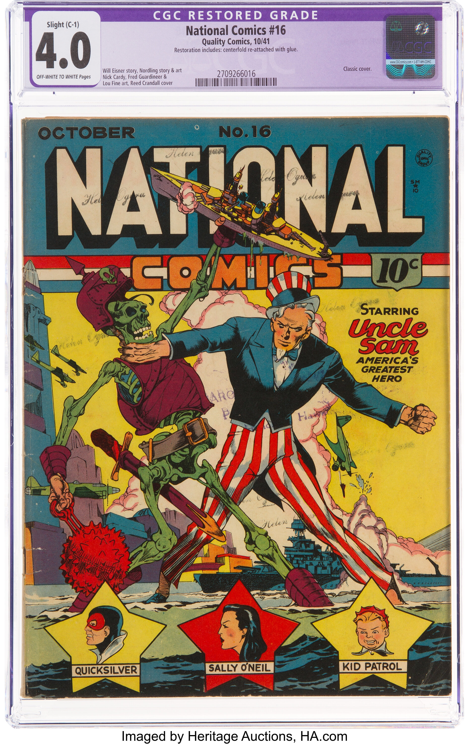 National Comics #16 (Quality, 1941) CGC Apparent VG 4.0 Slight | Lot ...