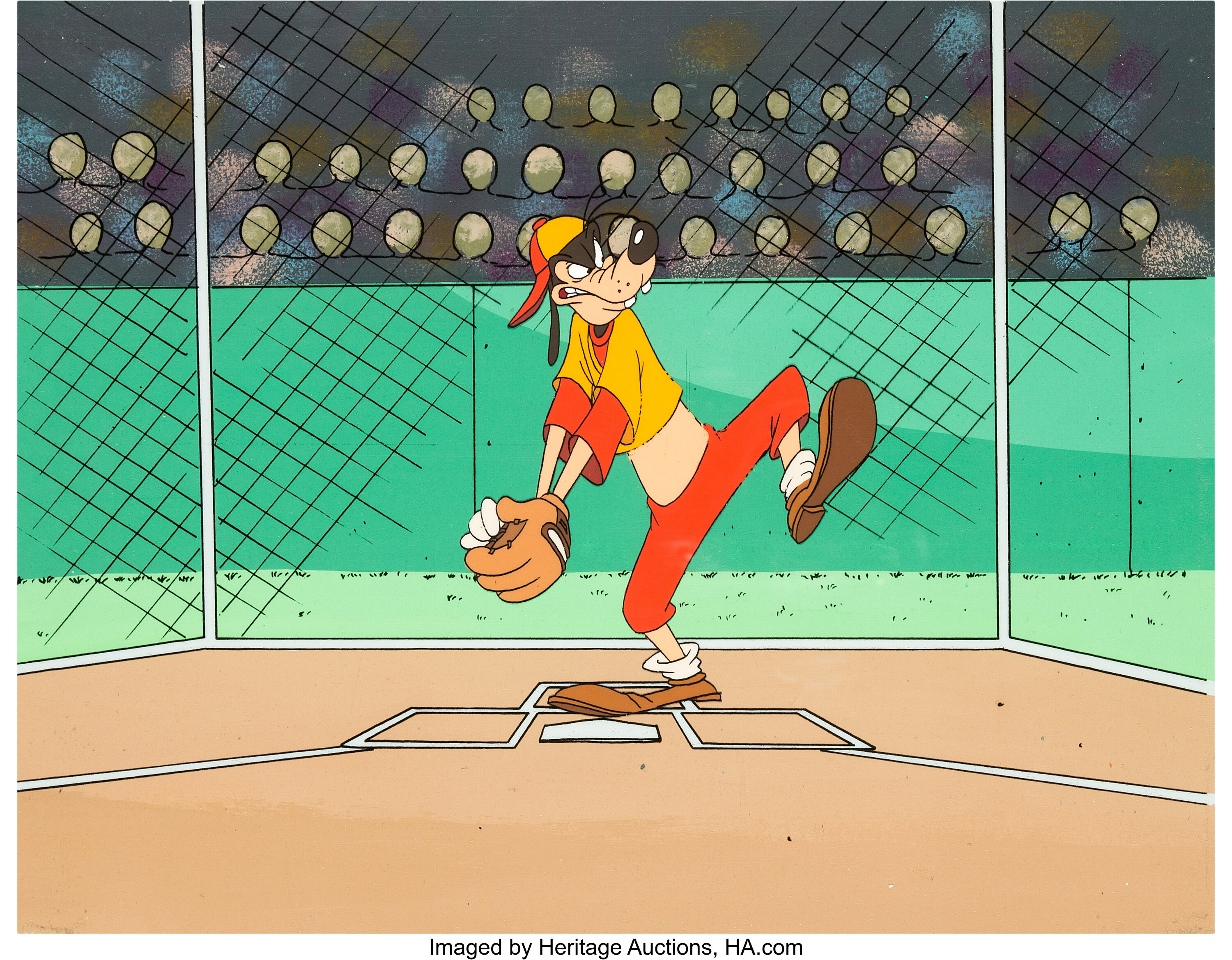 Goof Troop "Take Me Out of the Ball Game" Goofy Production Cel with ...