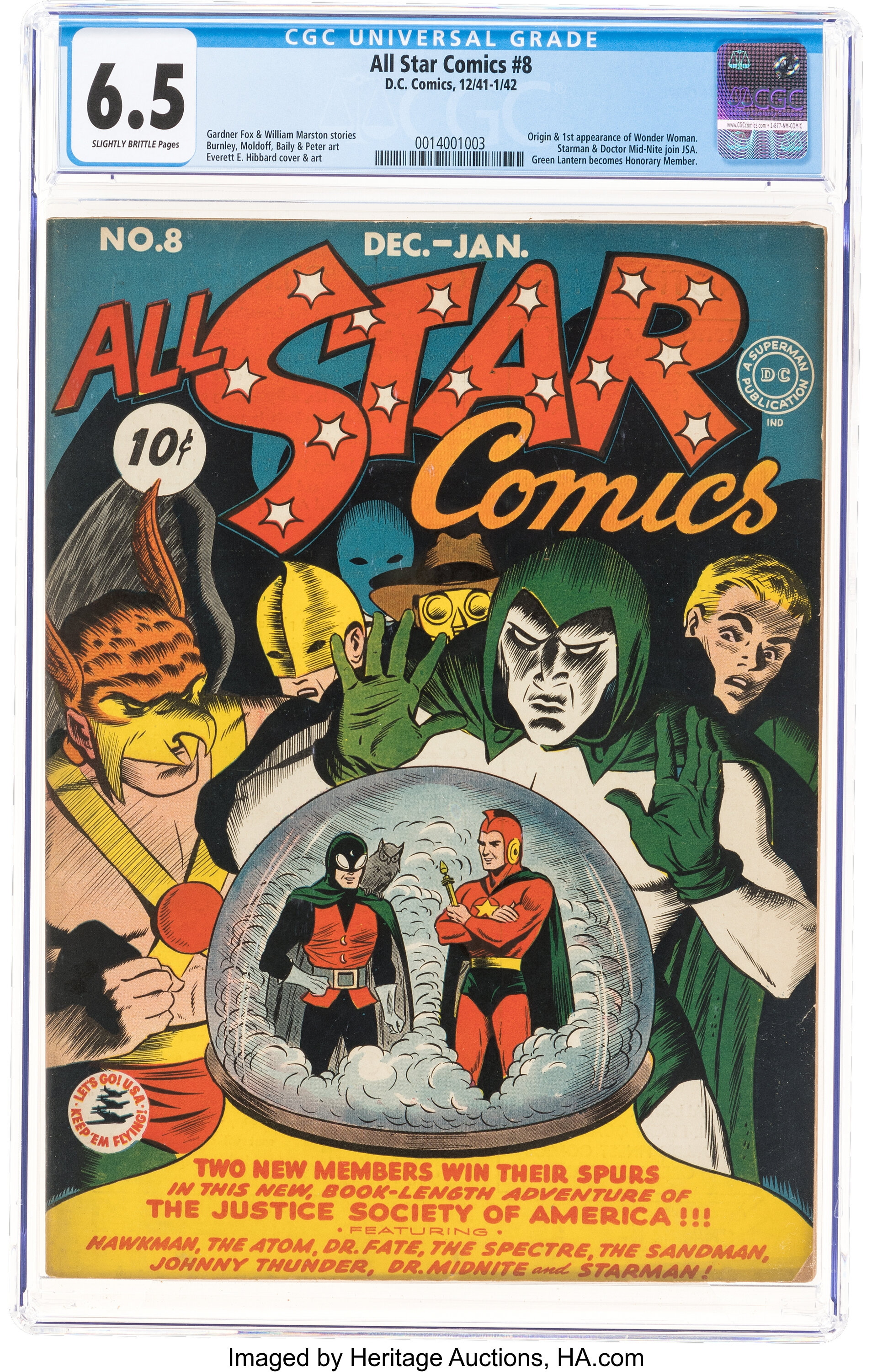 All Star Comics #8 (DC, 1942) CGC FN+ 6.5 Slightly brittle | Lot #93003 ...