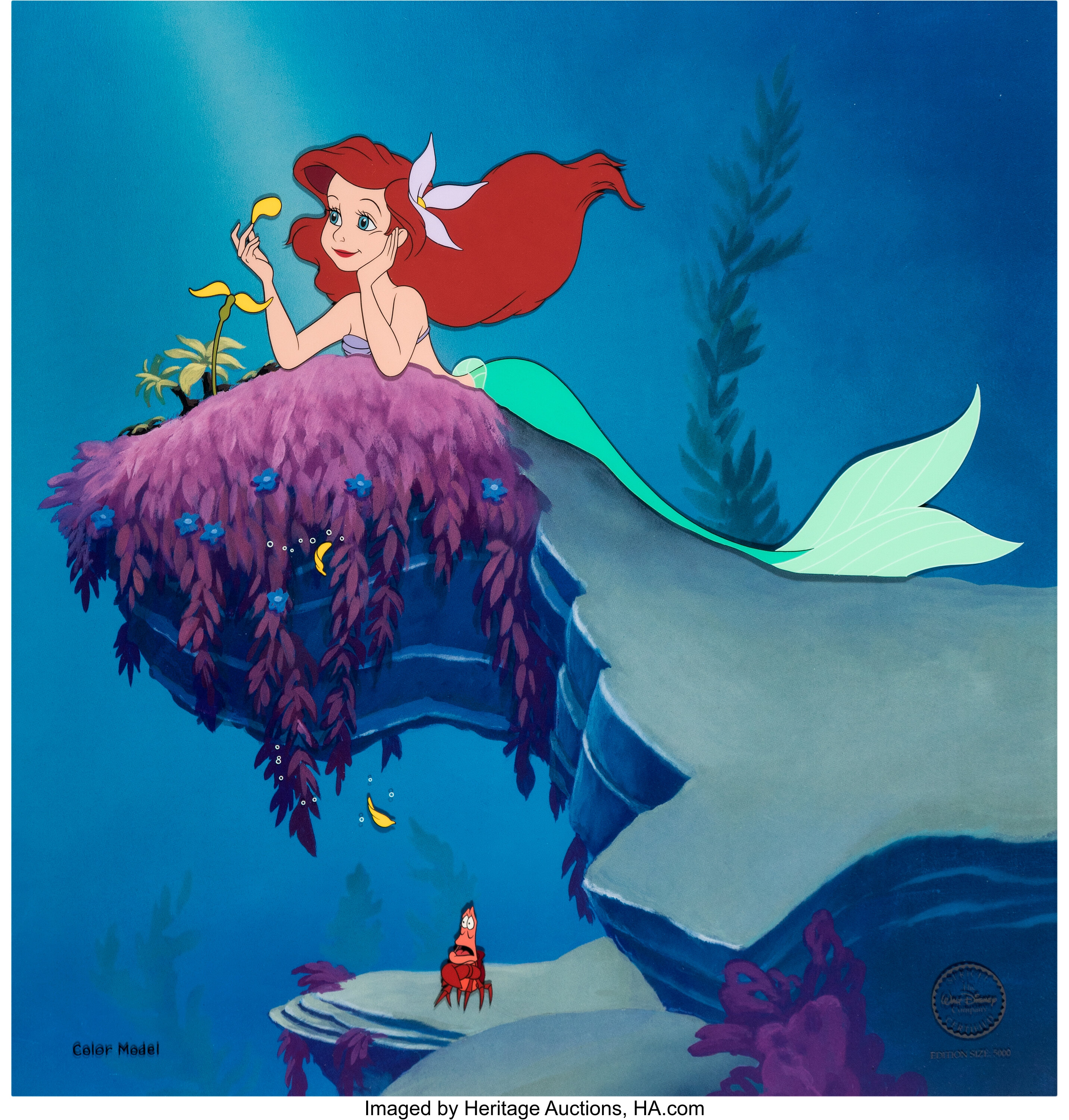 The Little Mermaid "He Loves Me" Ariel Color Model Cel (Walt | Lot ...