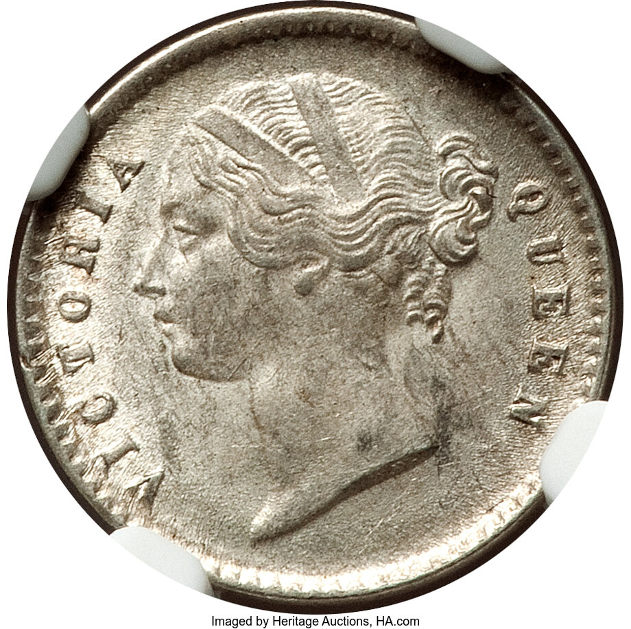 India: British India. Victoria 2 Annas 1841-(b) MS63 NGC,... India ...