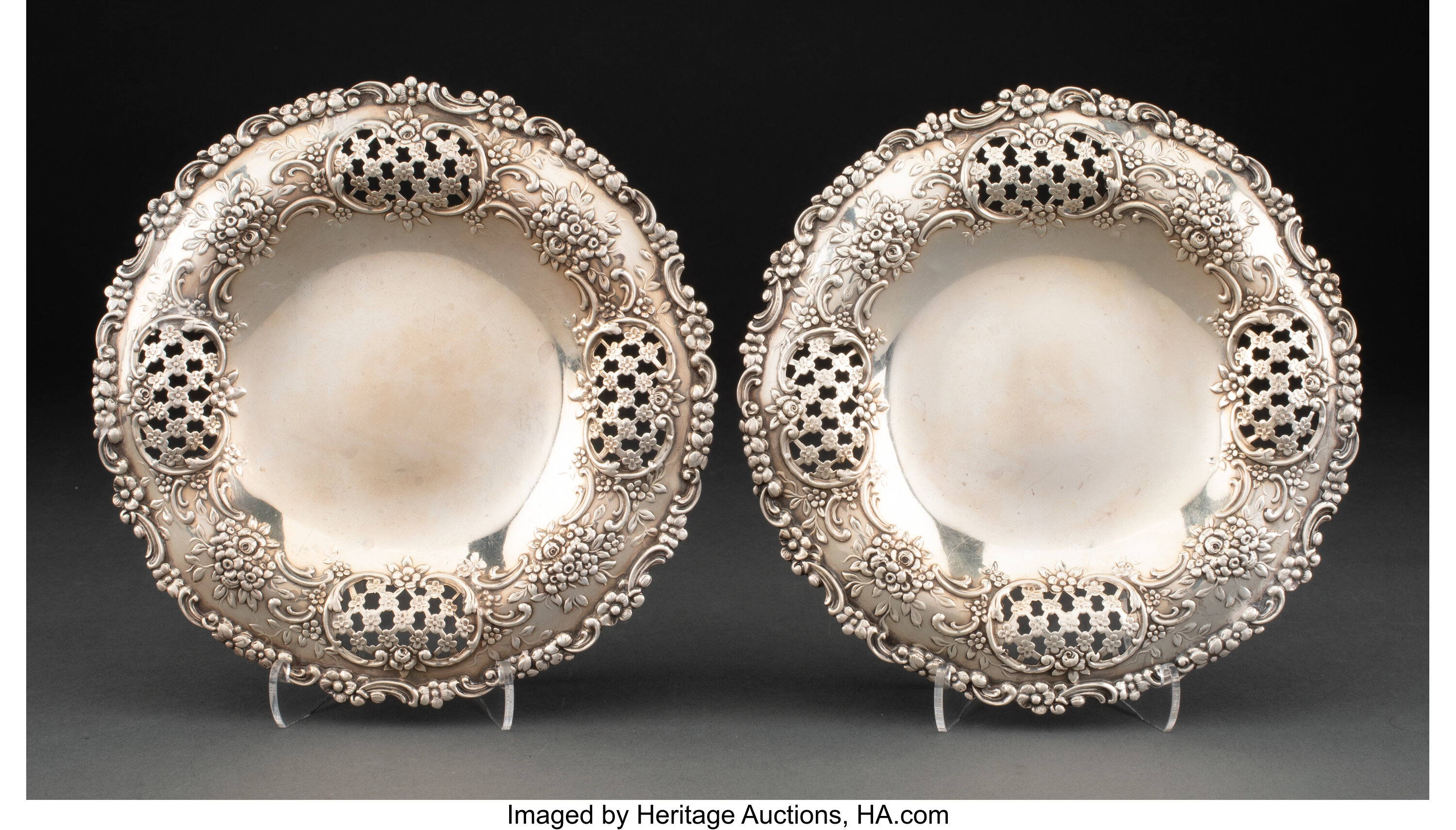 Pair of Tiffany & Co. Pierced Silver Nut Dishes, New York, New | Lot ...