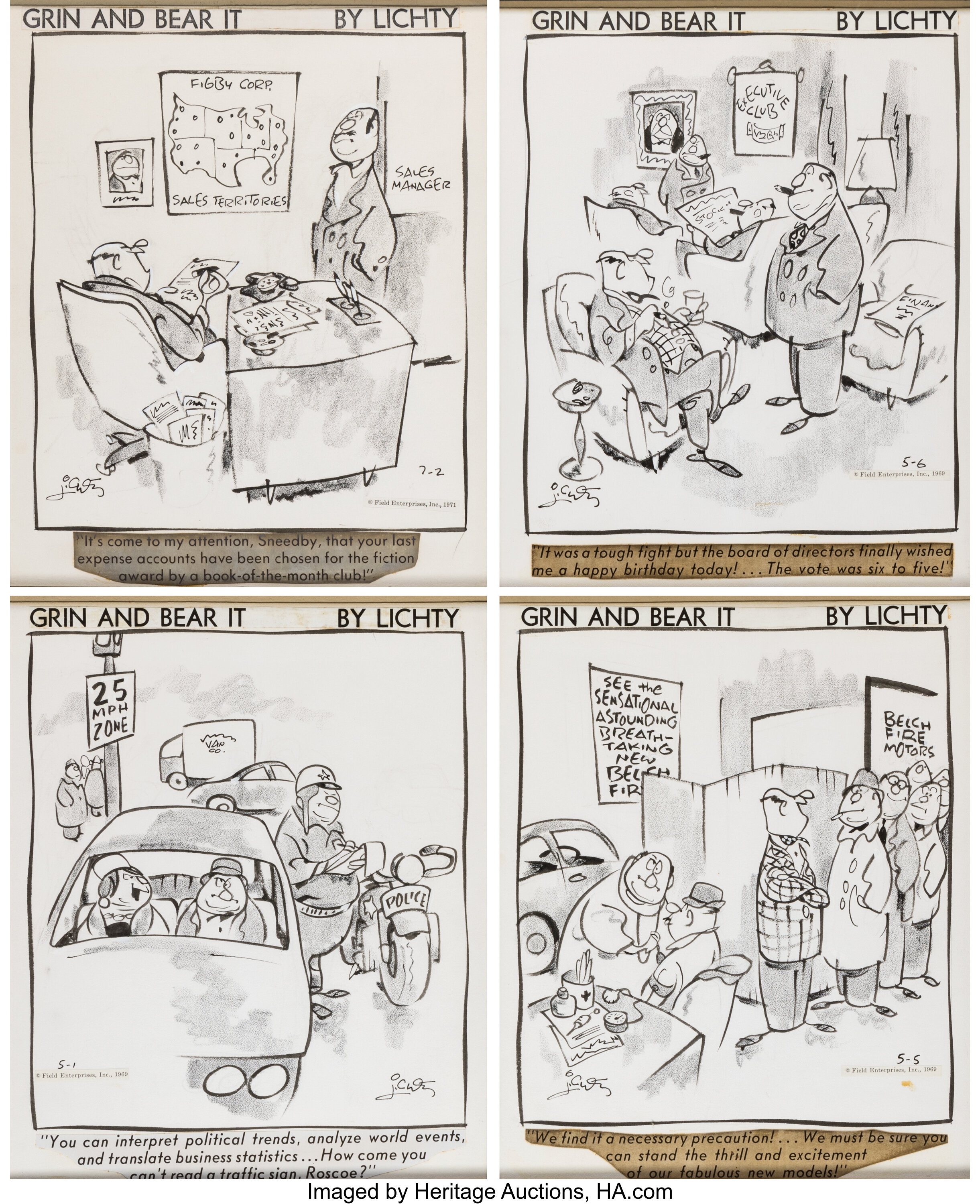 George "Lichty" Lichtenstein Grin and Bear It Single Panel Comic | Lot ...