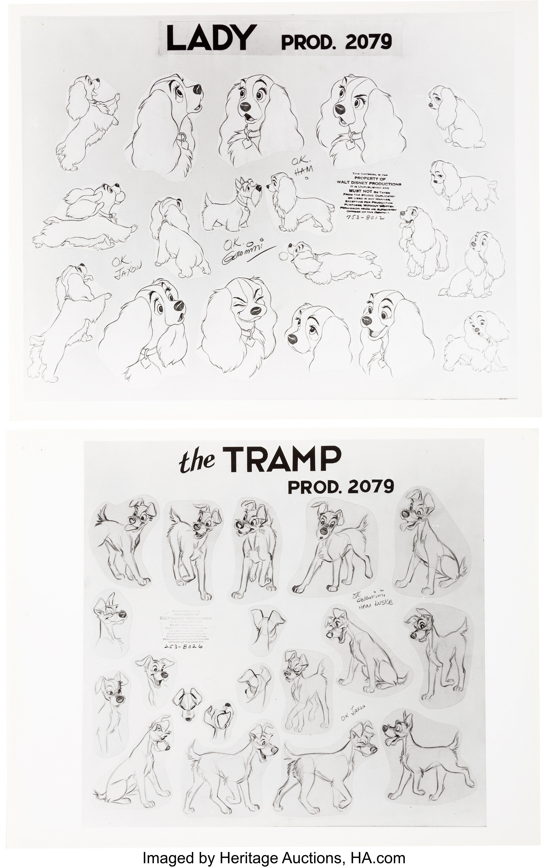 Lady and the Tramp Model Sheets Group of 20 (Walt Disney, 1955). | Lot ...