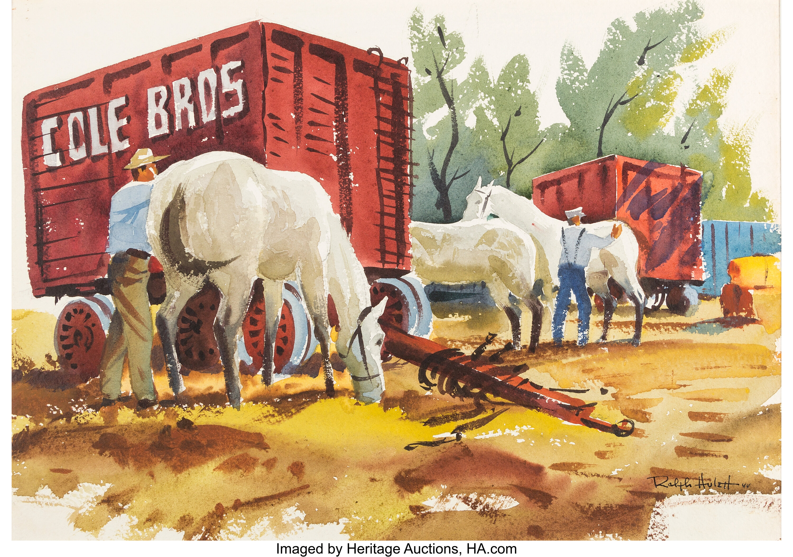 "Cole Bros. Circus" Original Watercolor by Disney Artist Ralph | Lot ...
