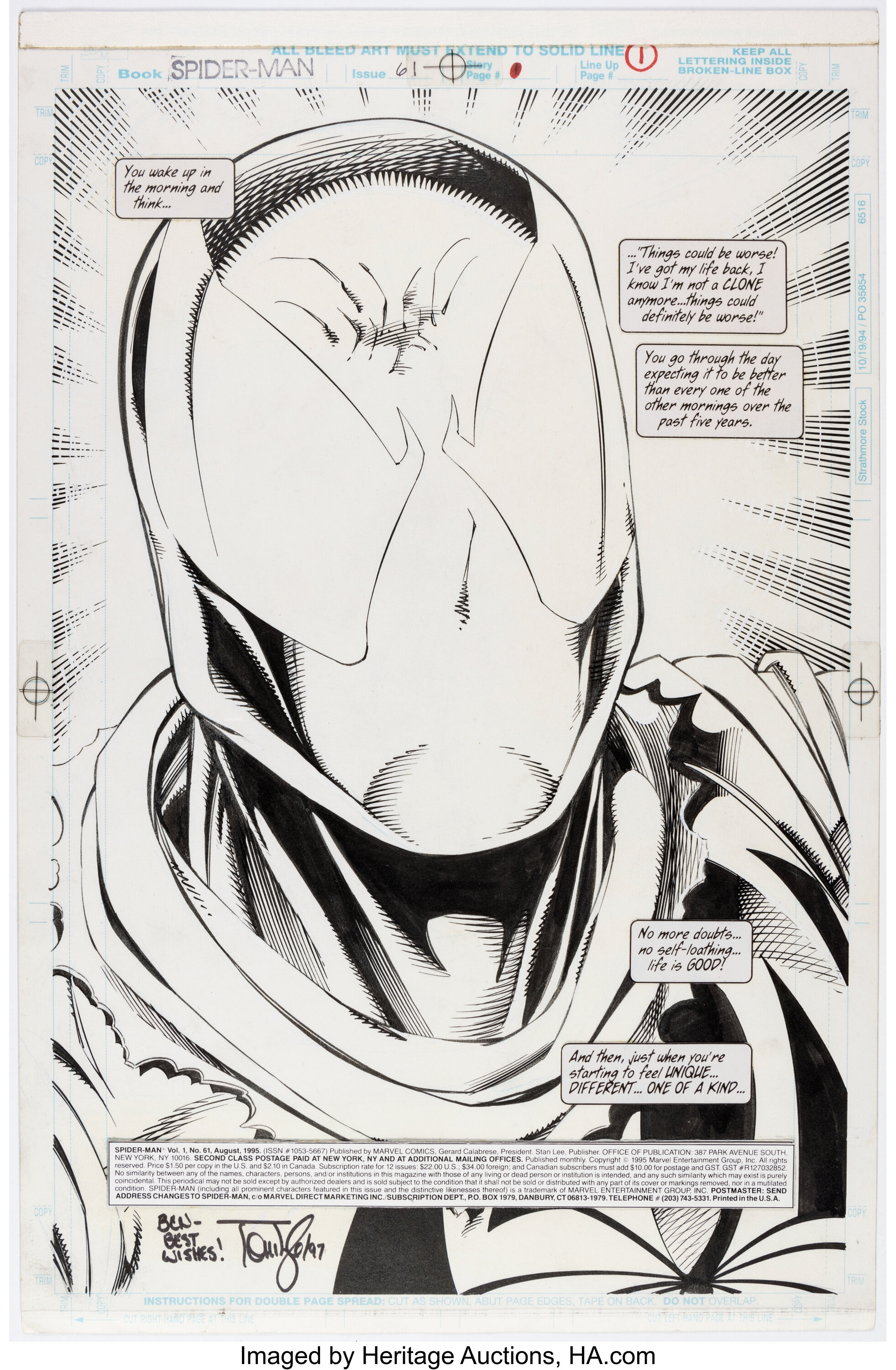 Tom Lyle and Chris Ivy Spider-Man #61 Splash Page 1 Original Art | Lot ...
