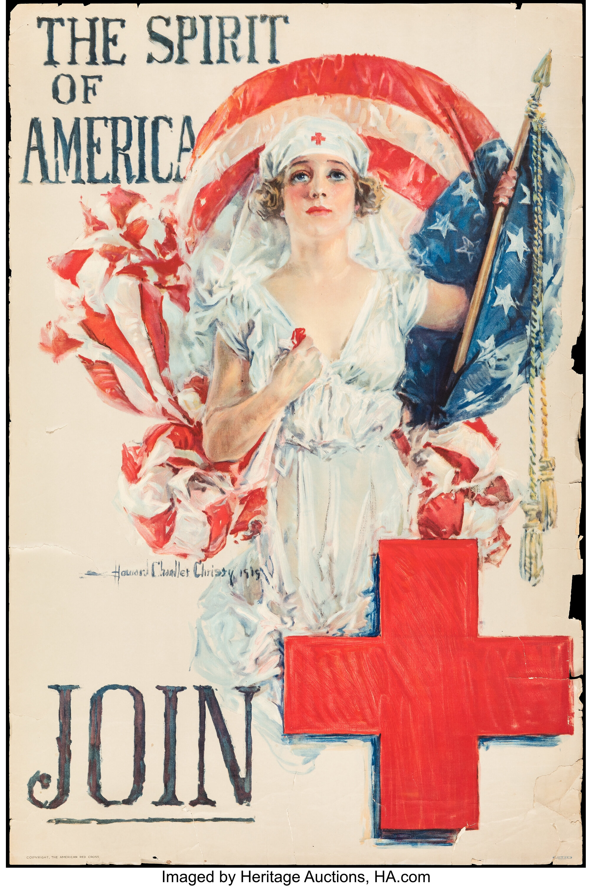 World War I Propaganda (American Red Cross, 1919). Rolled, Fine-. | Lot ...