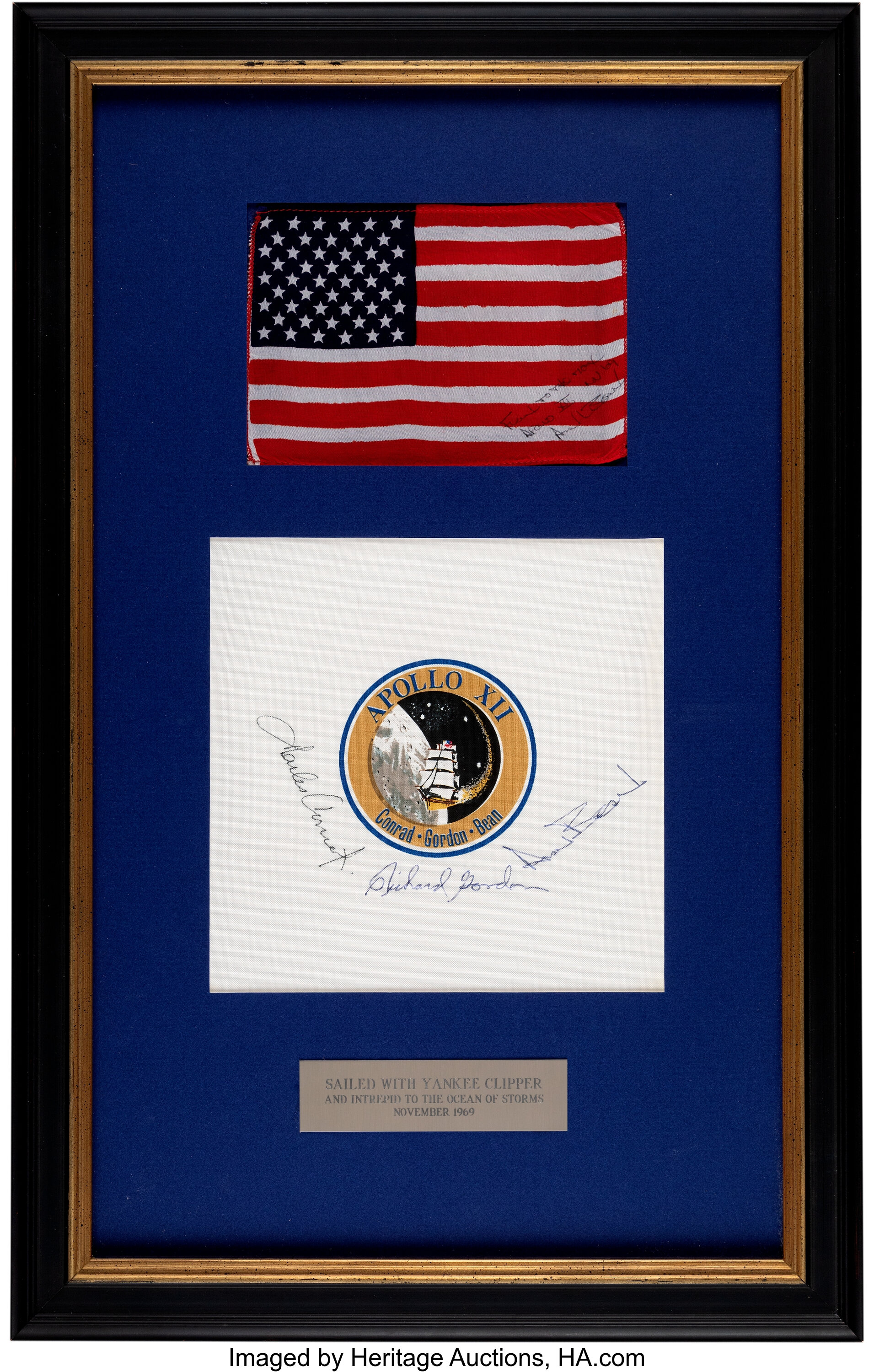 Apollo 12 Flown American Flag, Signed and Certified by Alan Bean, | Lot ...