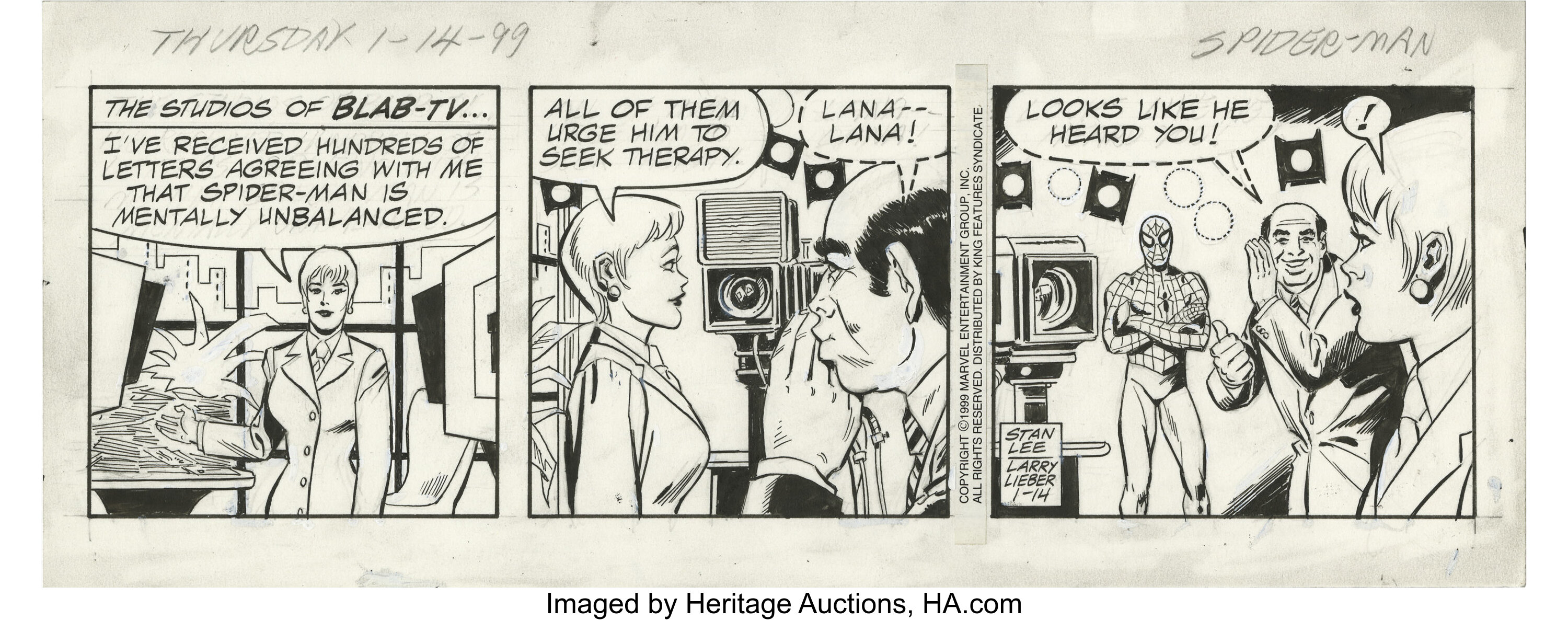 Larry Lieber - The Amazing Spider-Man Daily Comic Strip Original | Lot ...