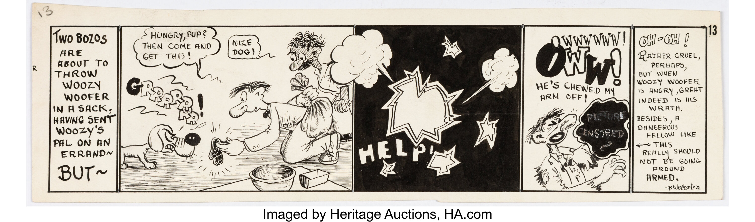 Basil Wolverton Woozy Woofer Unpublished Pilot Comic Strip #13 | Lot ...