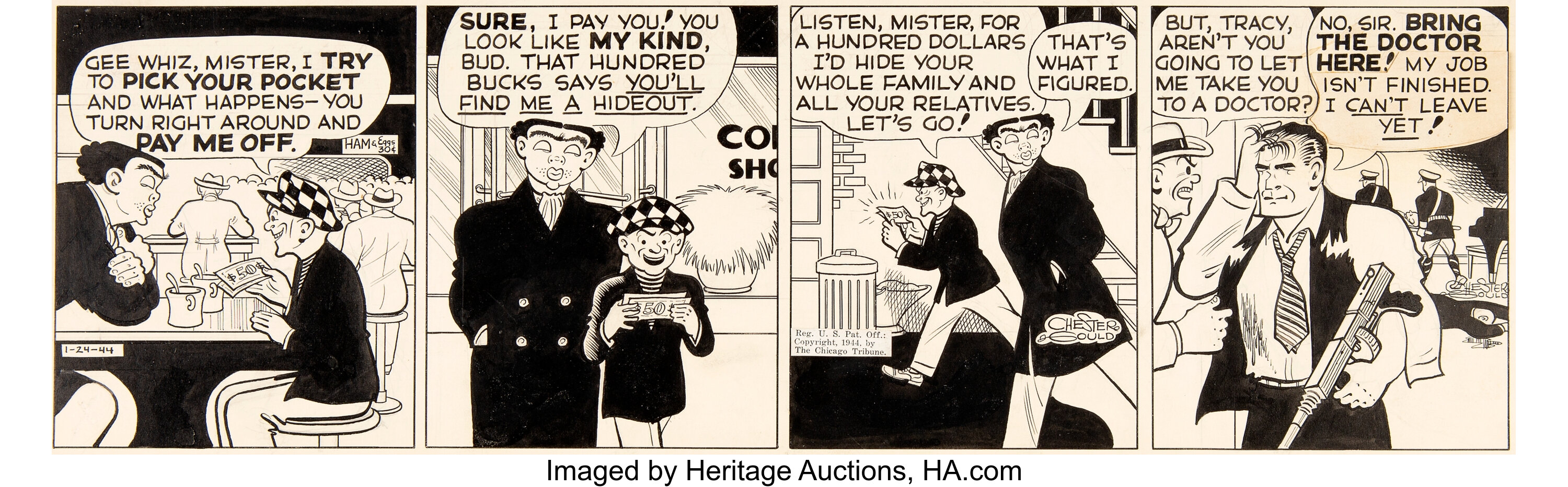 Chester Gould Dick Tracy Daily Comic Strip Original Art dated | Lot ...