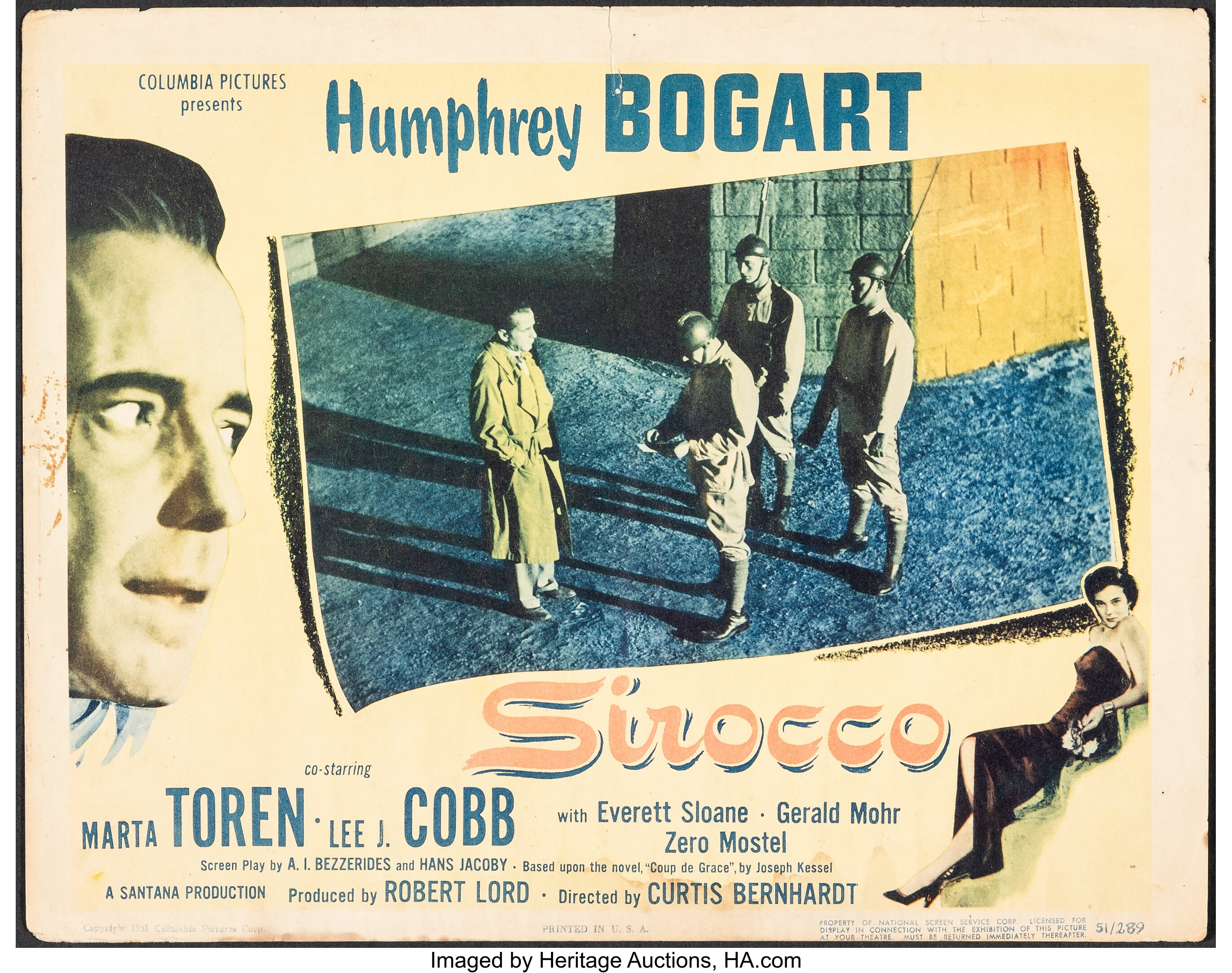Sirocco (Columbia, 1951). Fine-. Lobby Card (11" X 14"). Drama.. | Lot ...