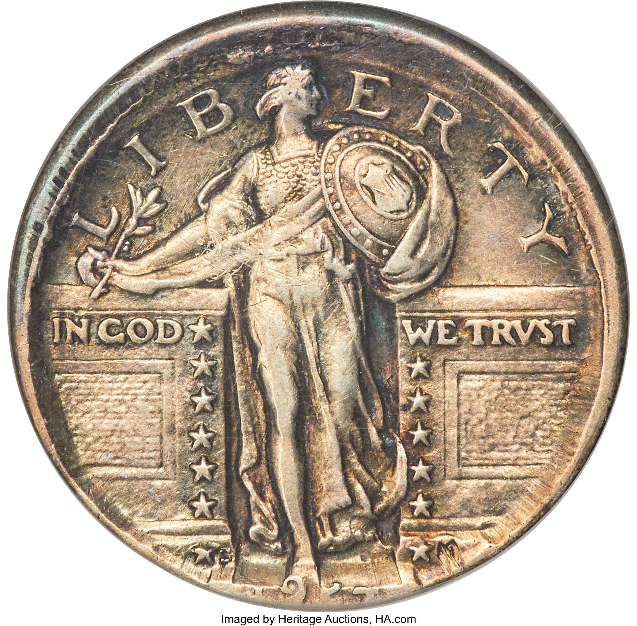 1924-S 25C -- Off Center -- XF45 ANACS.... Standing Liberty Quarters ...