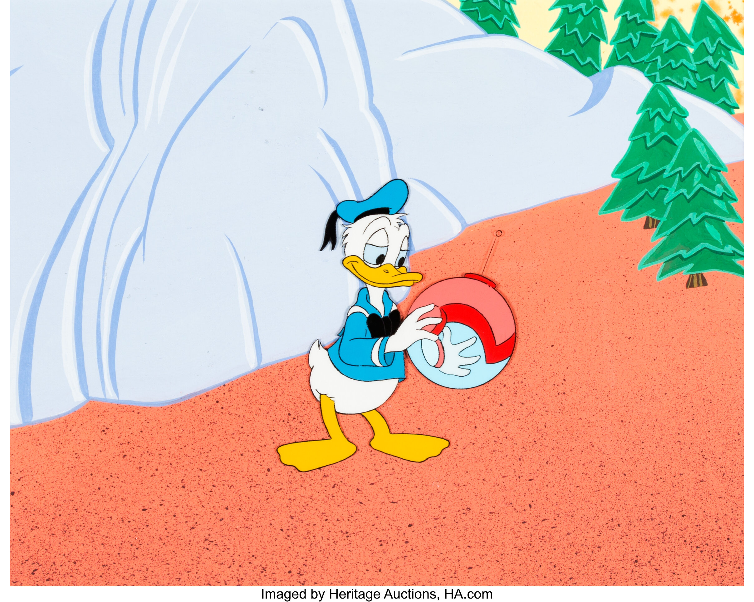 Donald Duck Production Cel and Painted Background (Walt Disney, c ...
