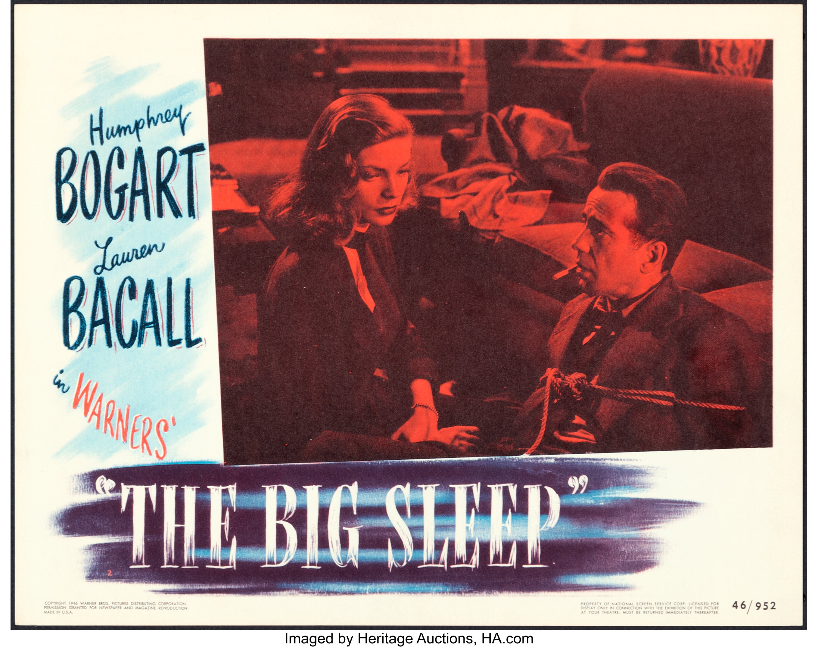 The Big Sleep (Warner Bros., 1946). Very Fine/Near Mint. Lobby Card ...