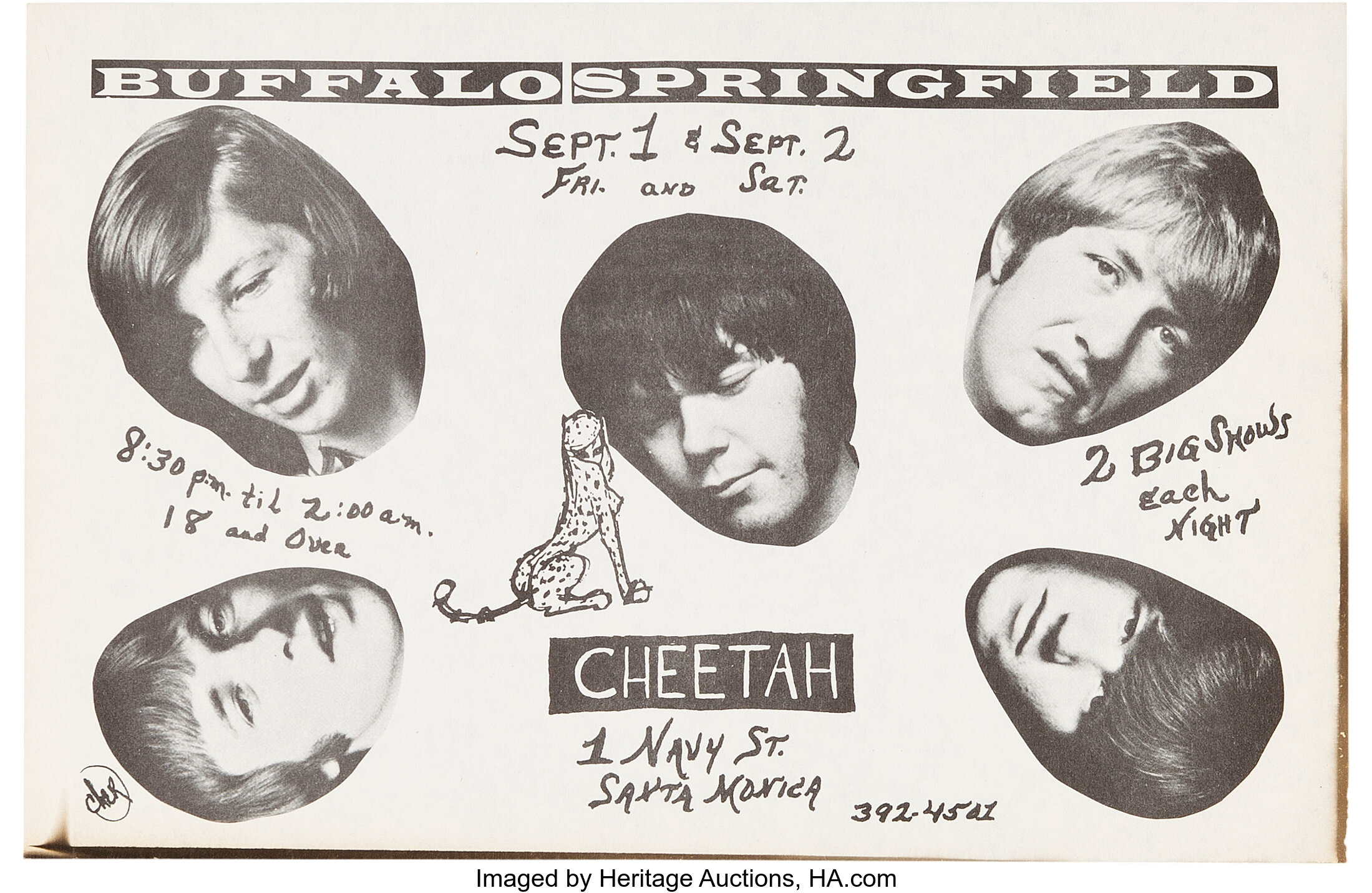 Buffalo Springfield 1967 Cheetah Club Los Angeles Concert Handbill ...