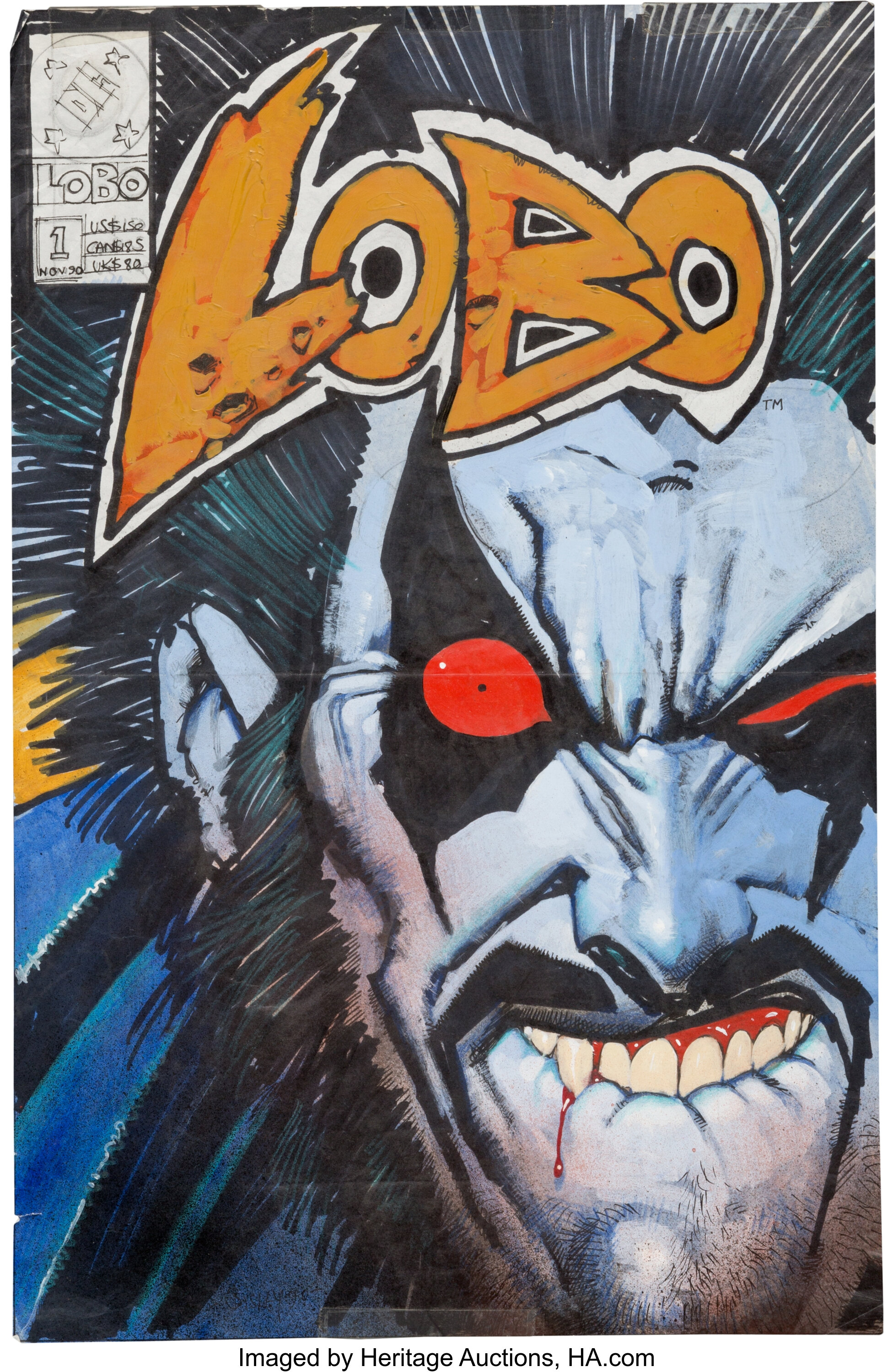 Simon Bisley Lobo #1 Cover Preliminary Original Art (DC, 1990 ...