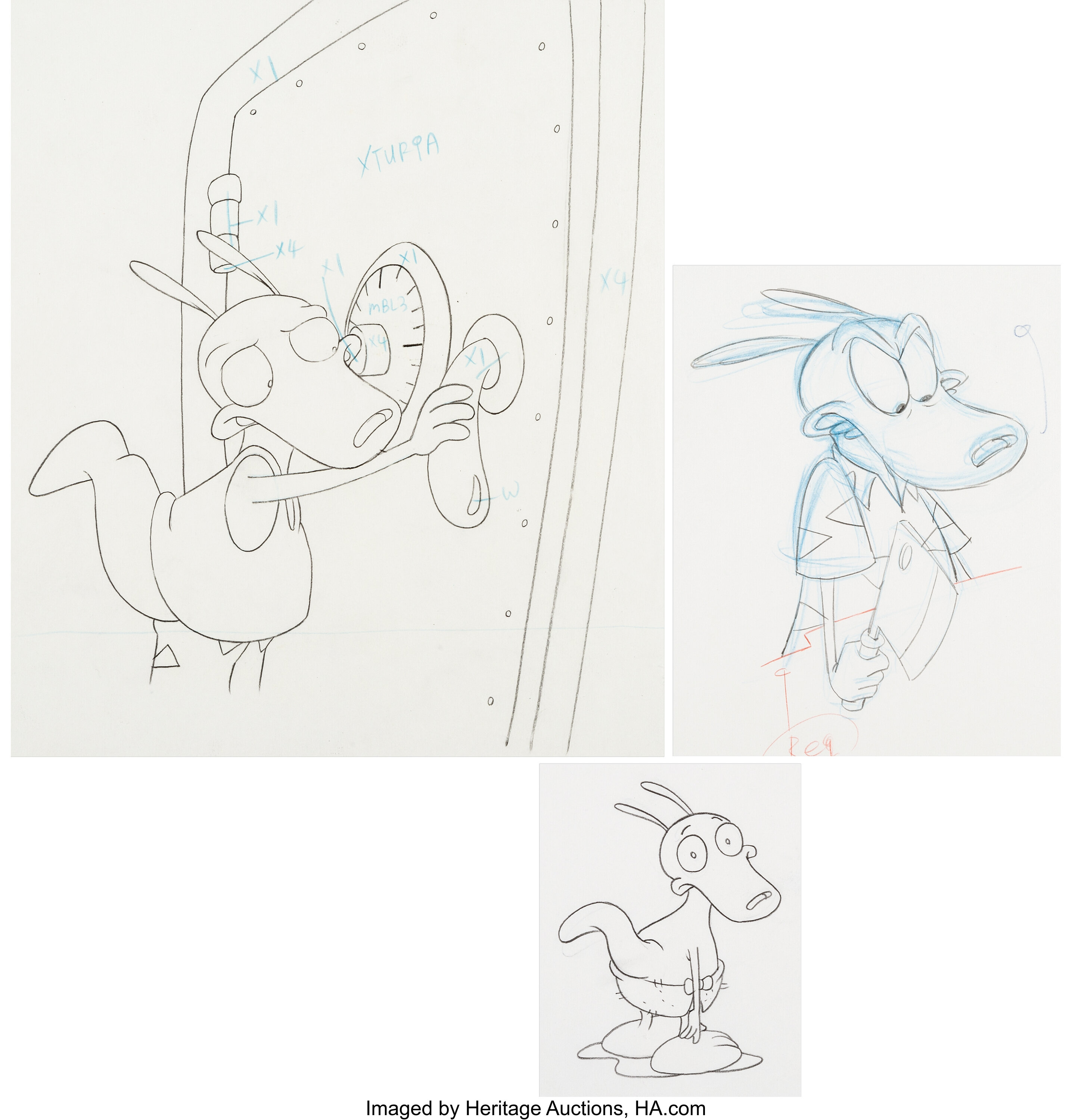 Rocko's Modern Life Rocko Animation Drawing Group of 3 | Lot #84104 ...
