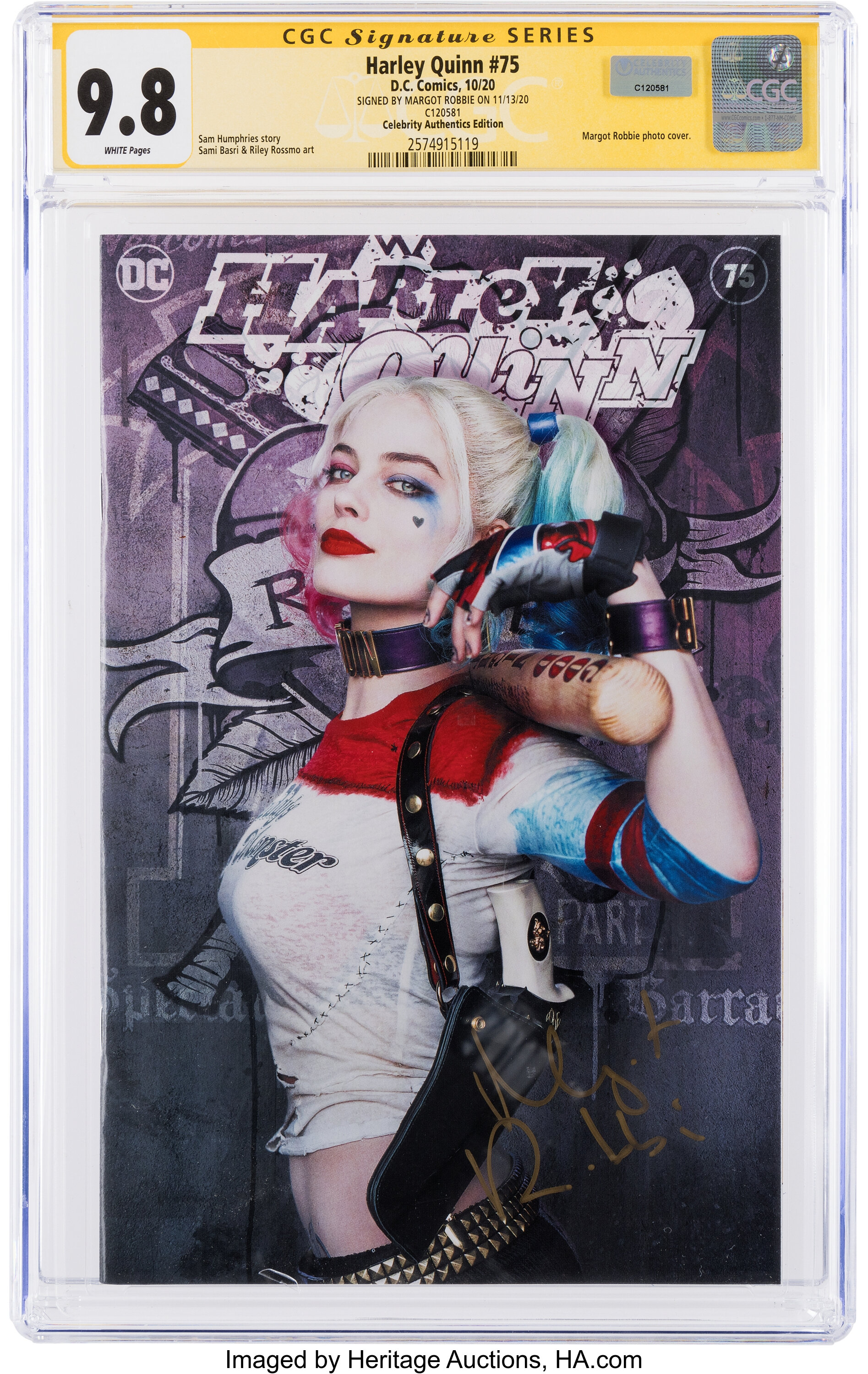 Margot Robbie Signed Comic of Harley Quinn #75 (D.C. Comics, 2020 ...