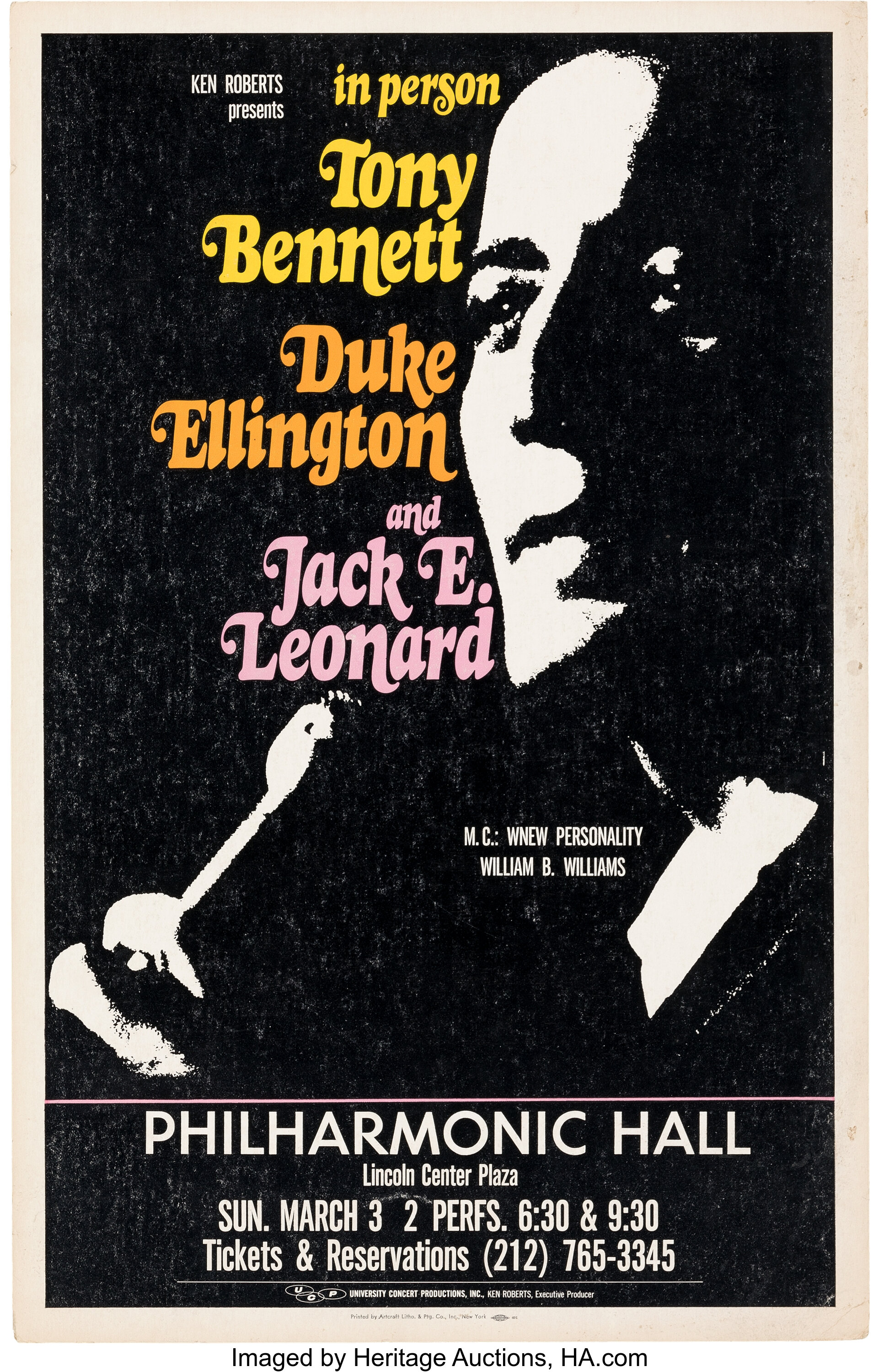 Tony Bennett, Duke Ellington 1968 New York City Concert Poster ...