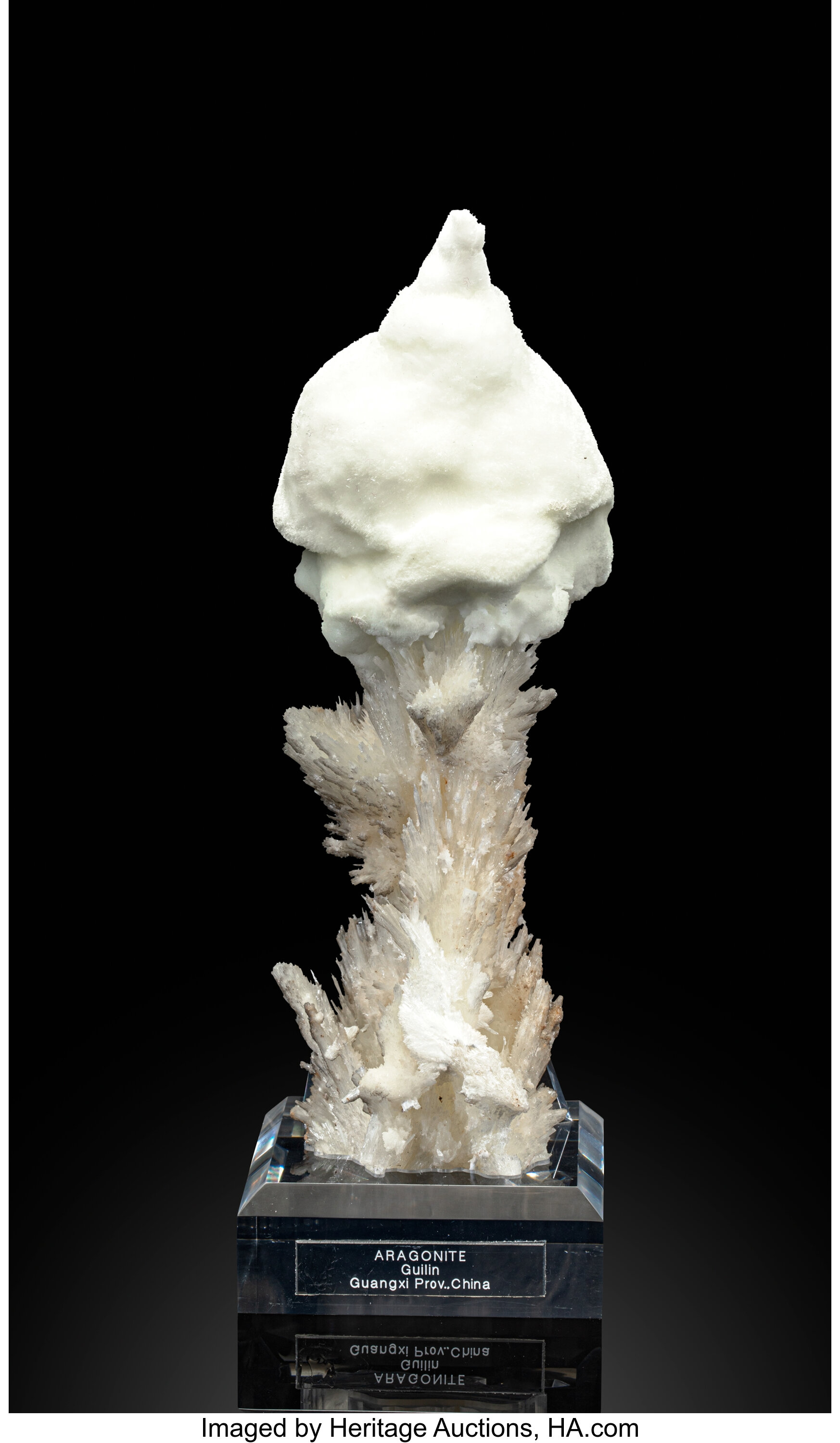"Ice Cream Cone" Aragonite. Guilin Prefecture, Guangxi Province, | Lot ...