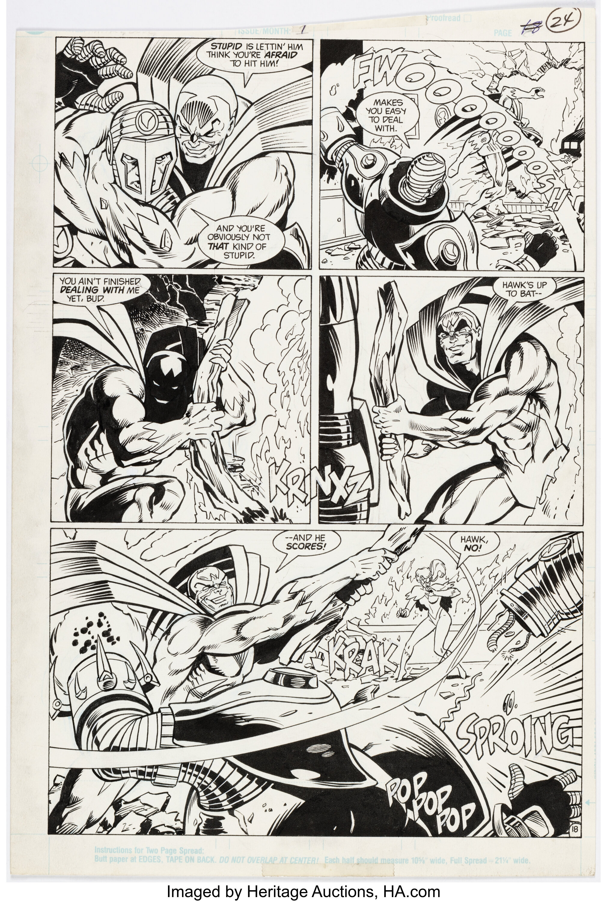 Greg Guler and Scott Hanna Hawk and Dove #1 Story Page 18 Original ...