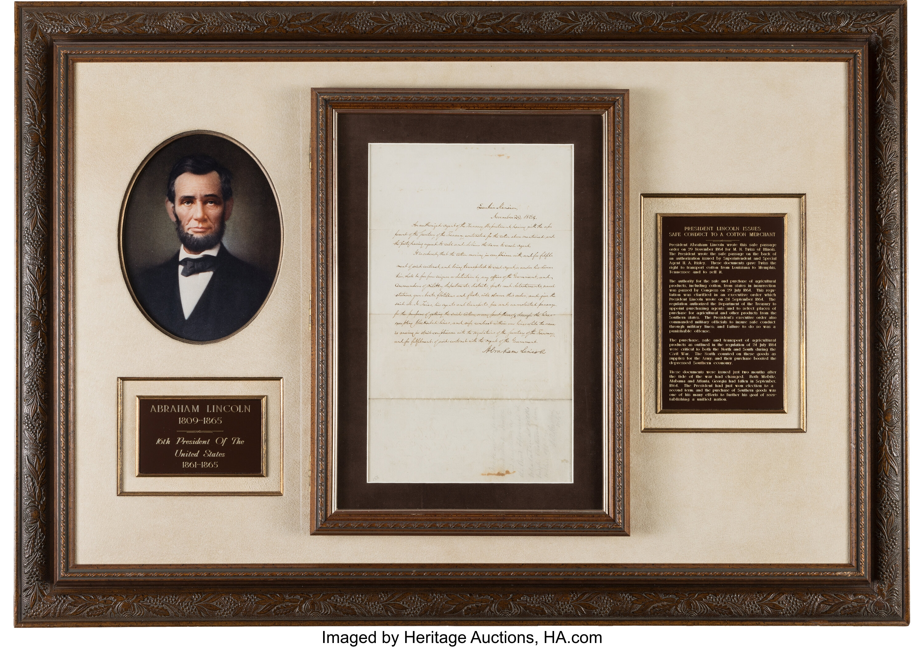 Abraham Lincoln Document Signed as President. ... Autographs U.S. | Lot ...