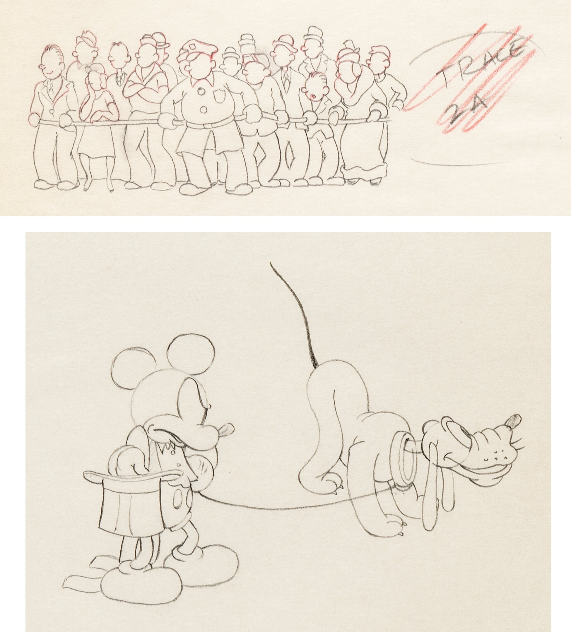 Mickey's Gala Premier Mickey Mouse and Pluto Animation Drawings | Lot ...