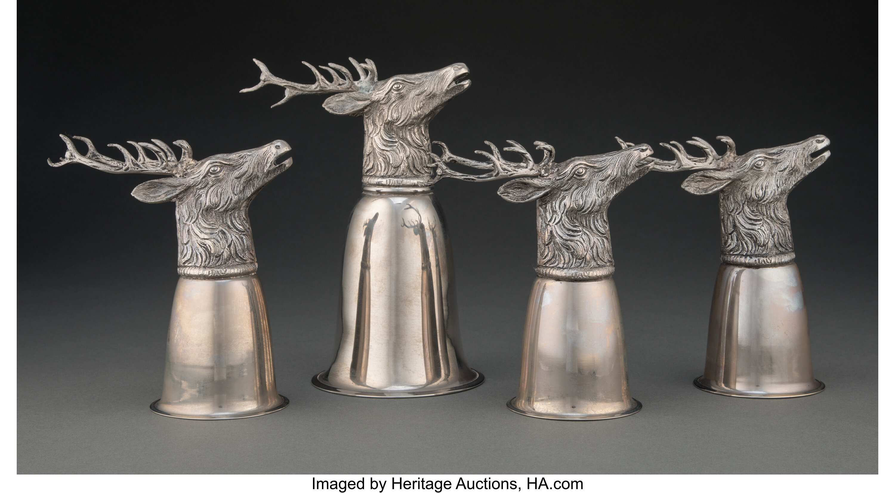 Set of Four Gucci Silver-Plated Stag Stirrup Cups, circa 1975. | Lot ...