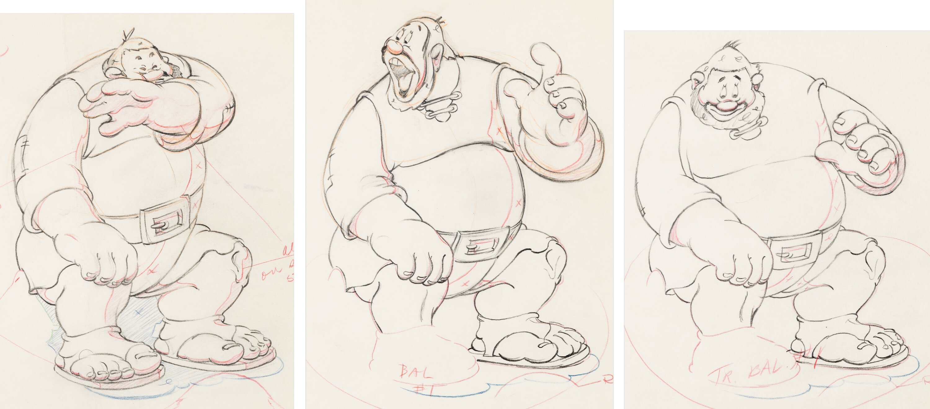 Brave Little Tailor Giant Animation Drawing Sequence of 3 (Walt | Lot ...