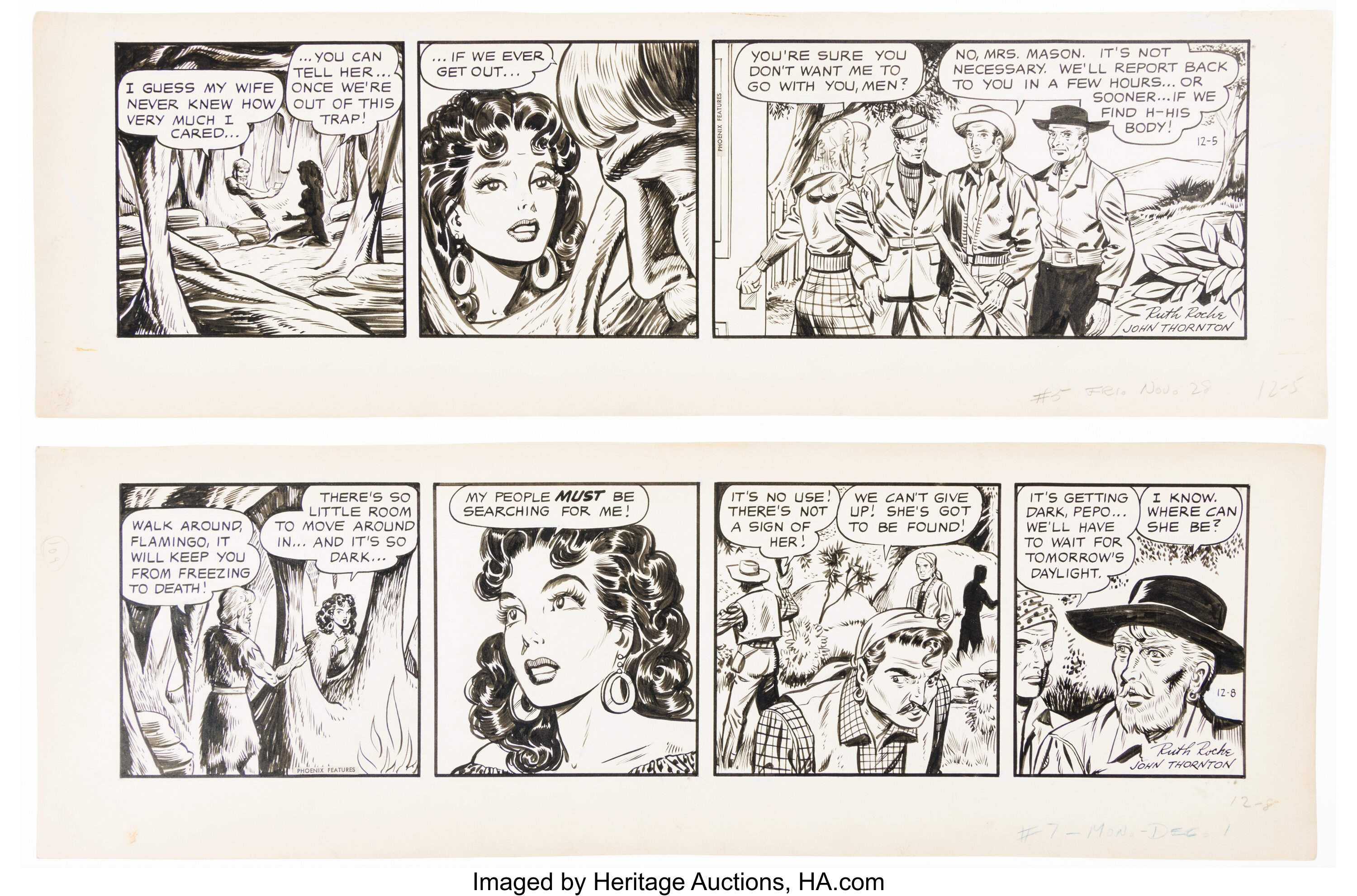 John Thornton Flamingo Daily Comic Strip Original Art Group of 2 | Lot ...